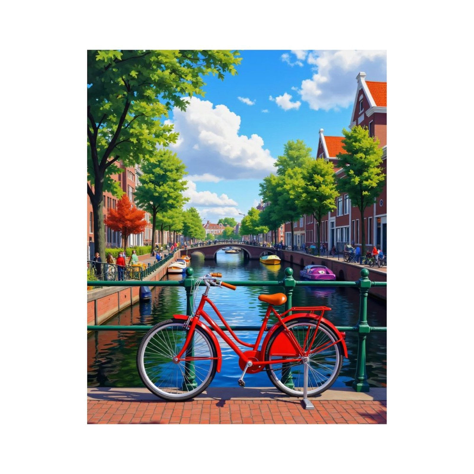 Paint by Numbers Kit for Adults, Red Bicycle Amsterdam Canal Scenic ...