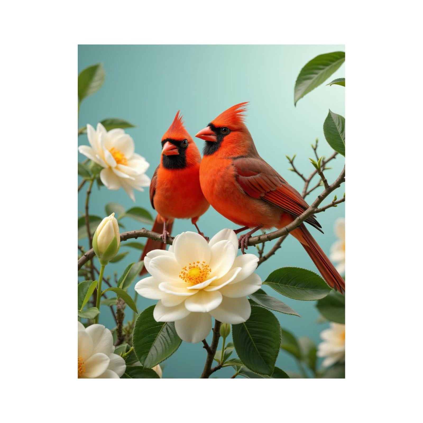 Paint by Numbers Kit for Adults, Red Birds Floral Branch Pose Paint by ...