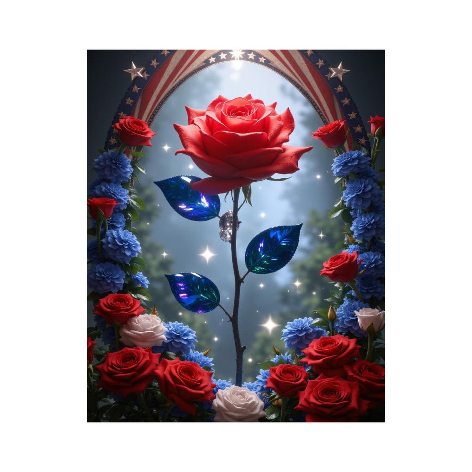 Paint by Numbers Kit for Adults, Red Blue Floral Arch Decorated Paint ...