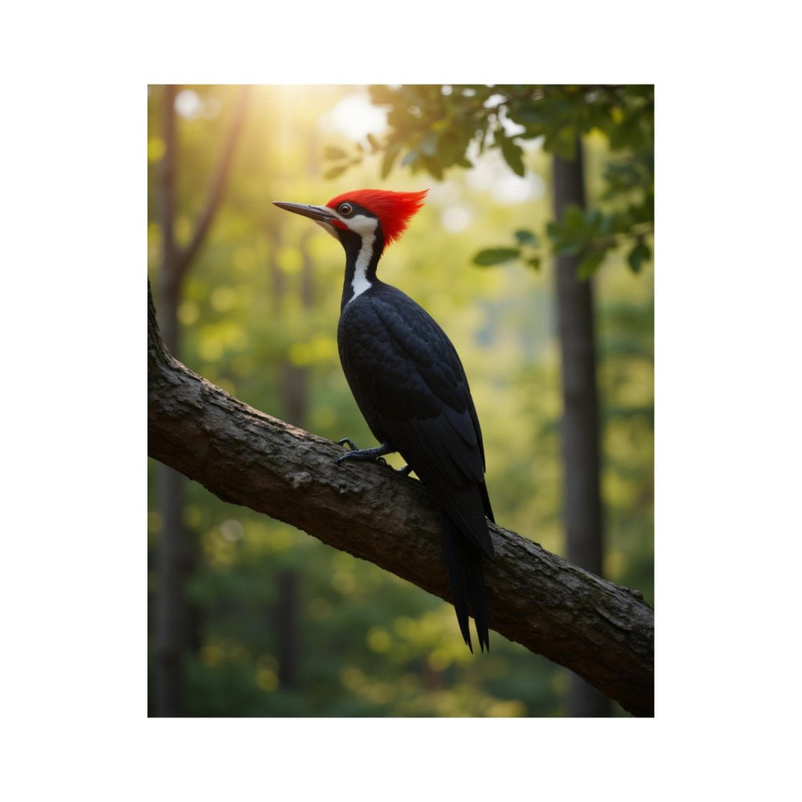 Paint by Numbers Kit for Adults, Red Crested Bird In Forest Light Paint ...
