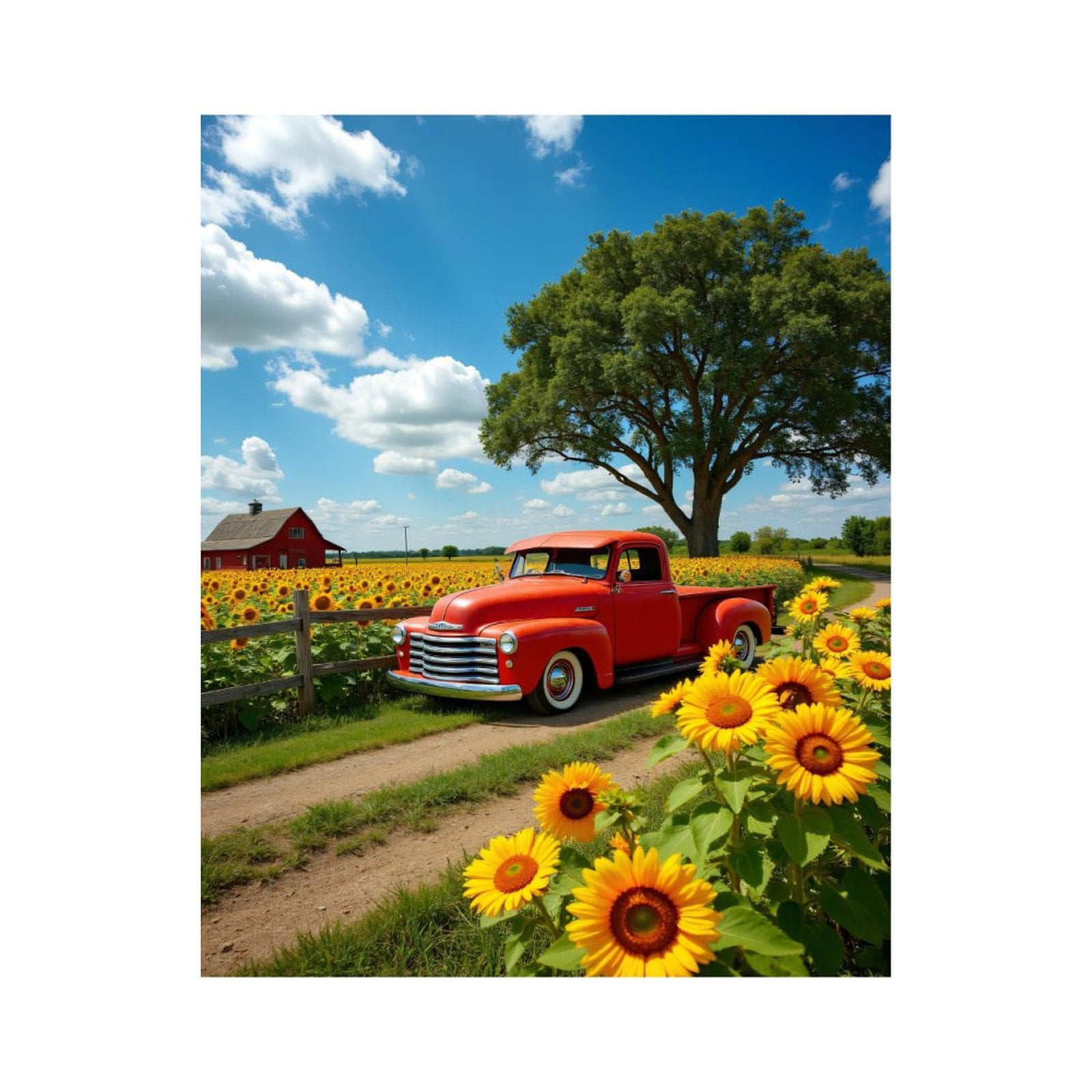 Paint by Numbers Kit for Adults, Red Truck Sunflower Field Scene Paint ...