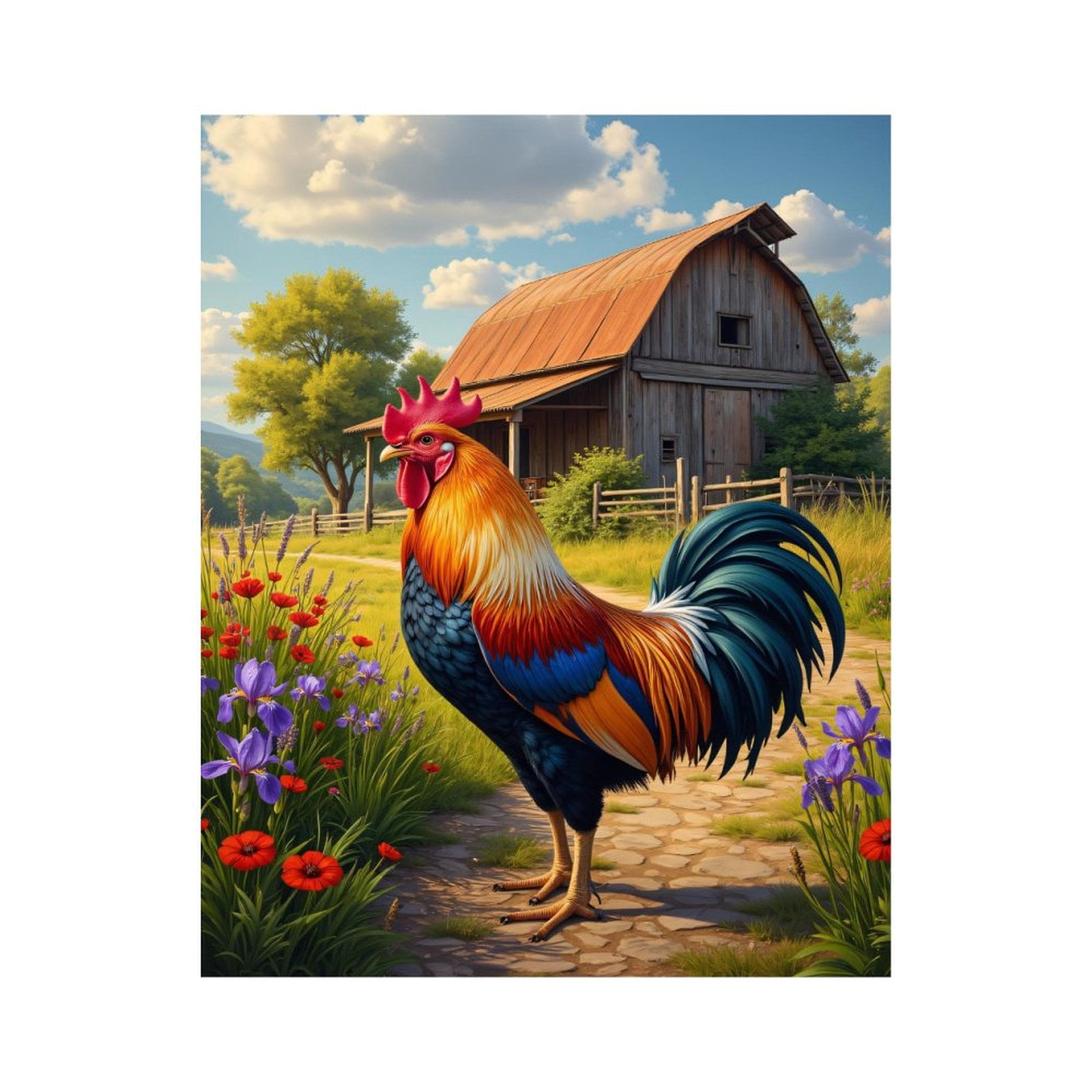 Paint by Numbers Kit for Adults, Rooster Barn Garden Pathway Paint by ...