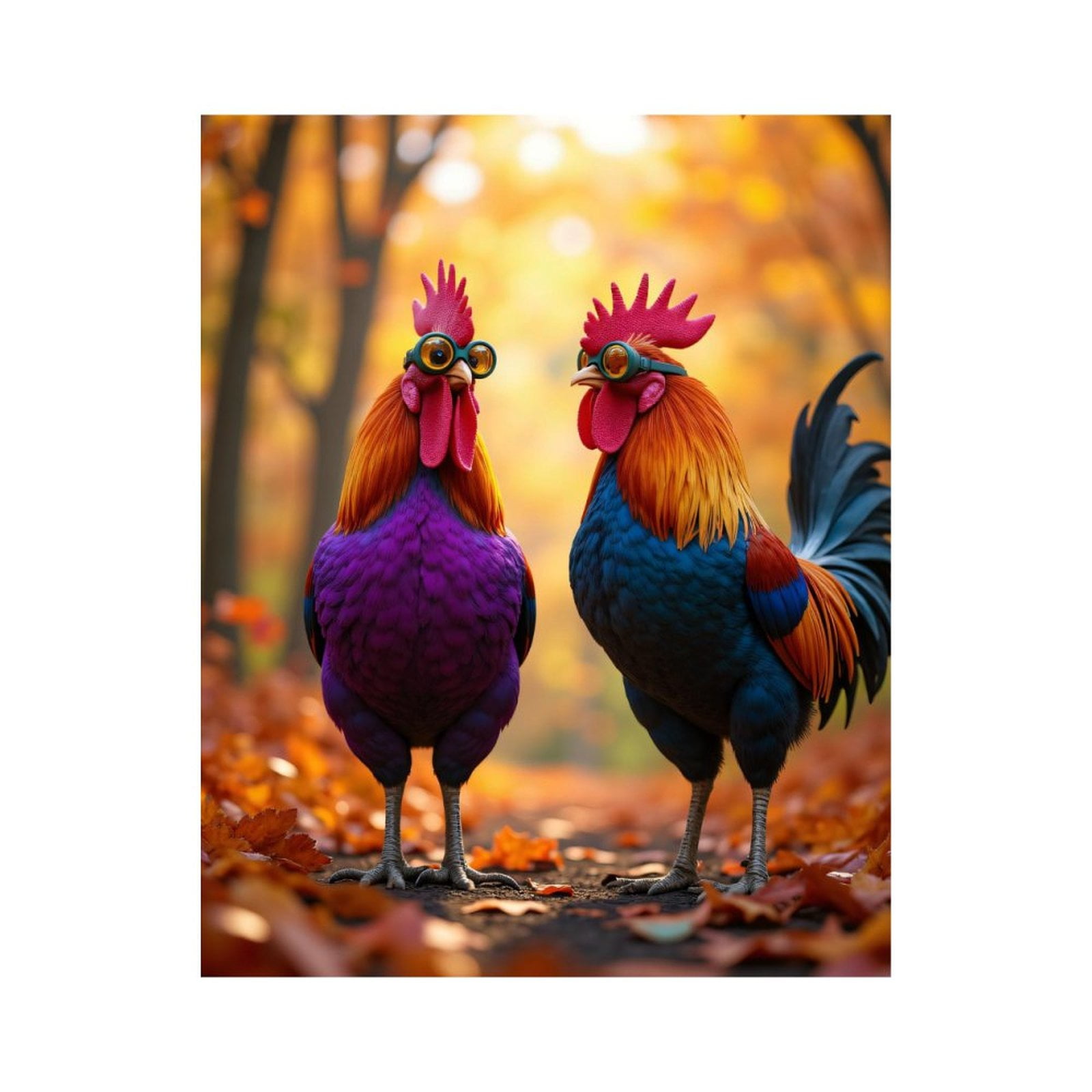 Paint by Numbers Kit for Adults, Roosters Autumn Forest Goggles ...