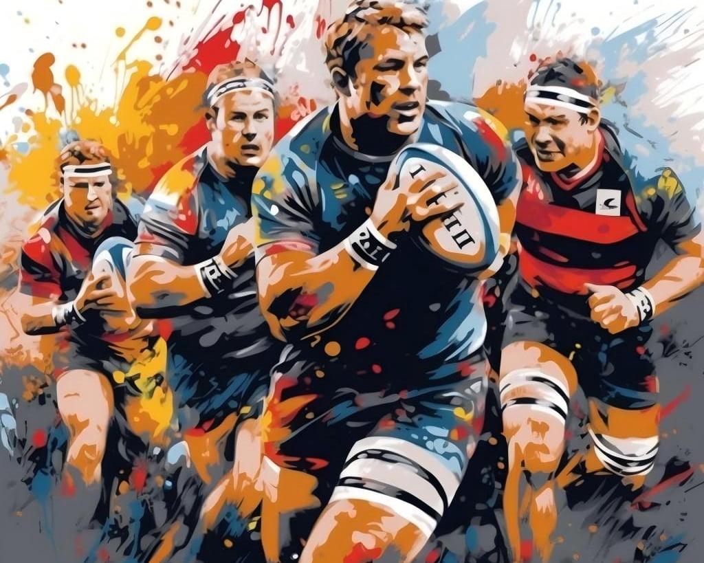 Paint by Numbers Kit for Adults -Rugby Sports - Beginner DIY Color by Number Set on Canvas ...
