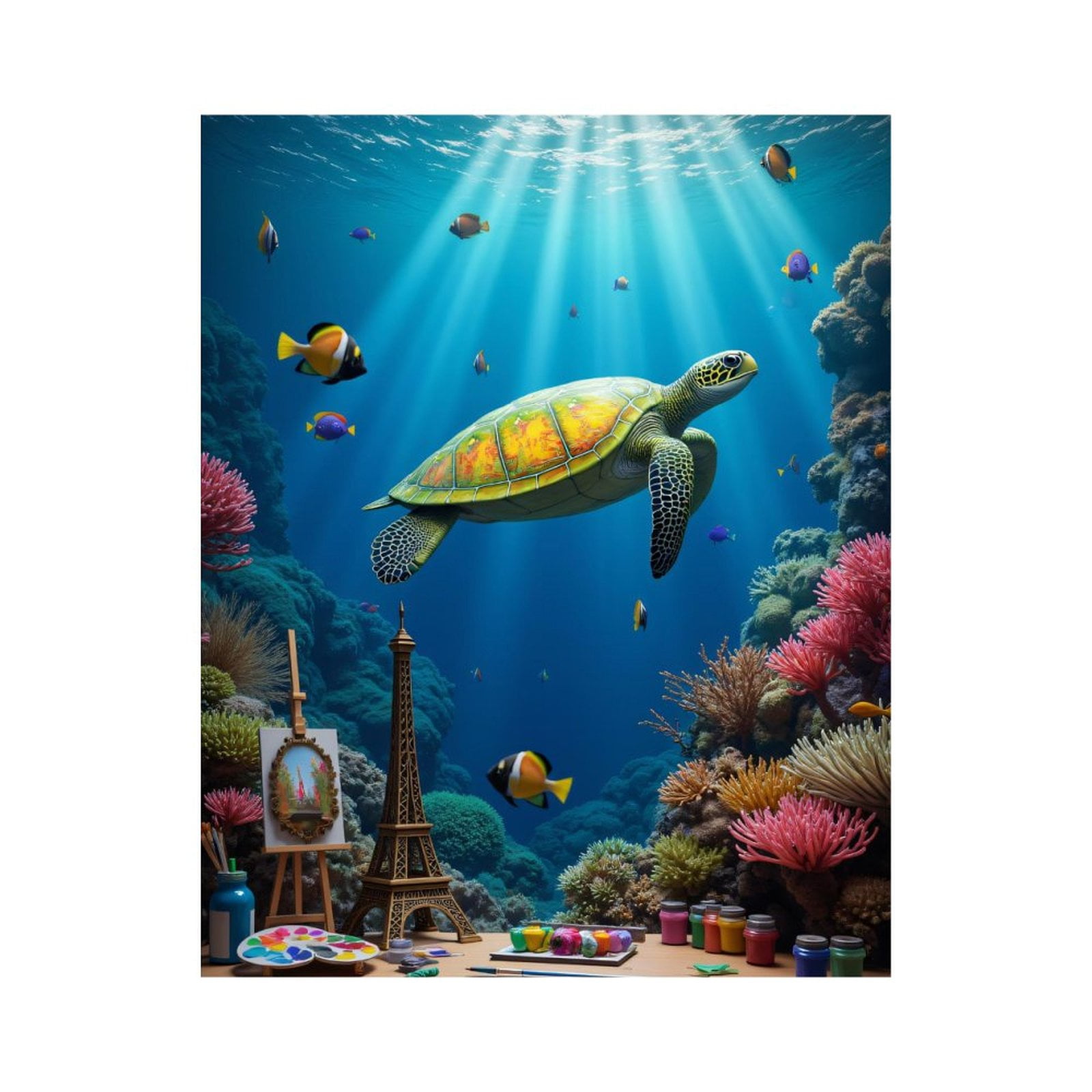 Paint by Numbers Kit for Adults, Sea Turtle Artistic Coral Reef Paint ...