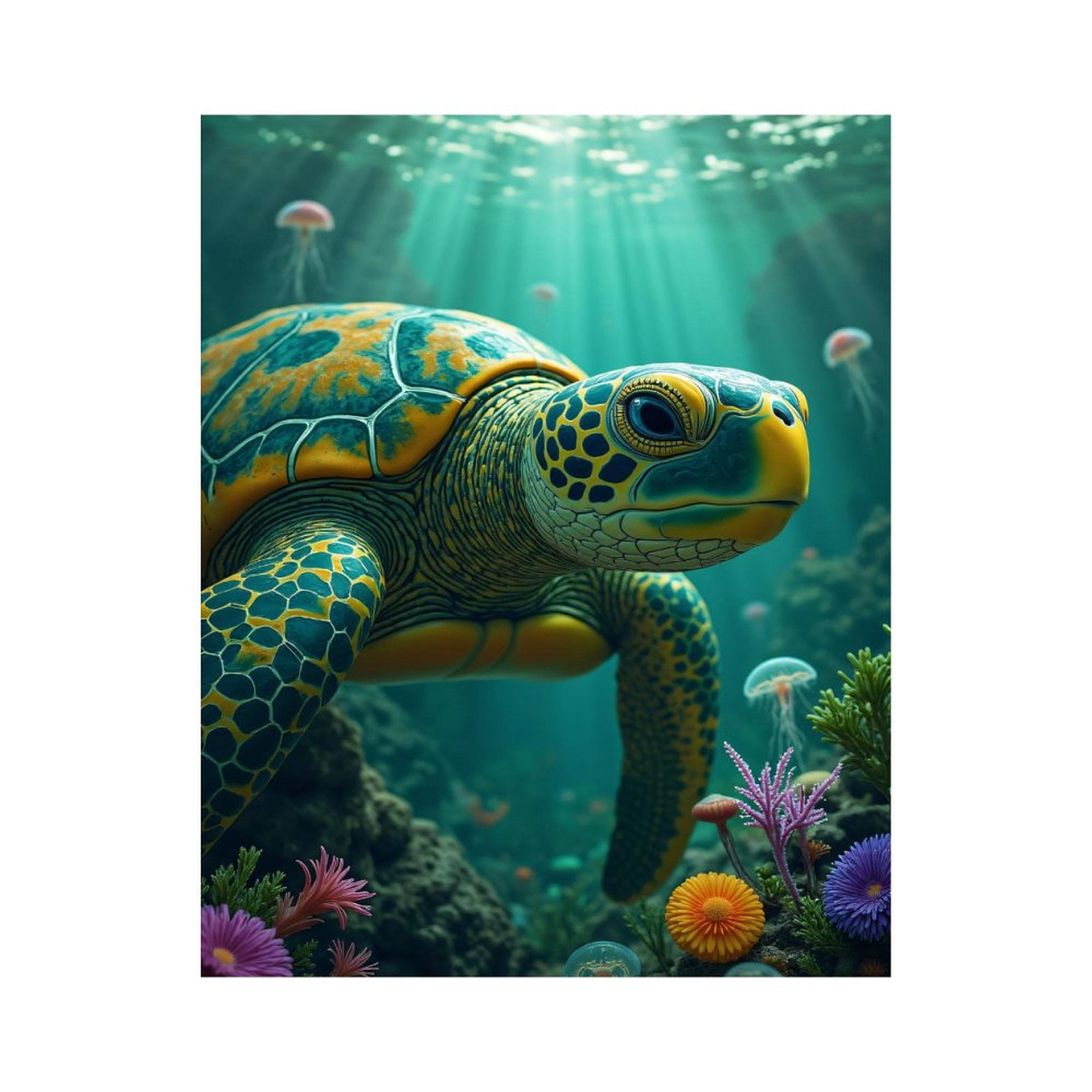 Paint by Numbers Kit for Adults, Sea Turtle Colorful Coral Reef Paint ...