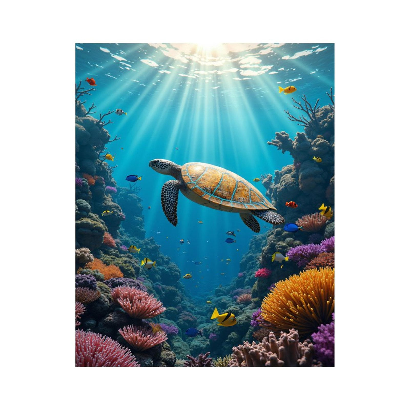 Paint by Numbers Kit for Adults, Sea Turtle Coral Reef Sunlight Paint ...
