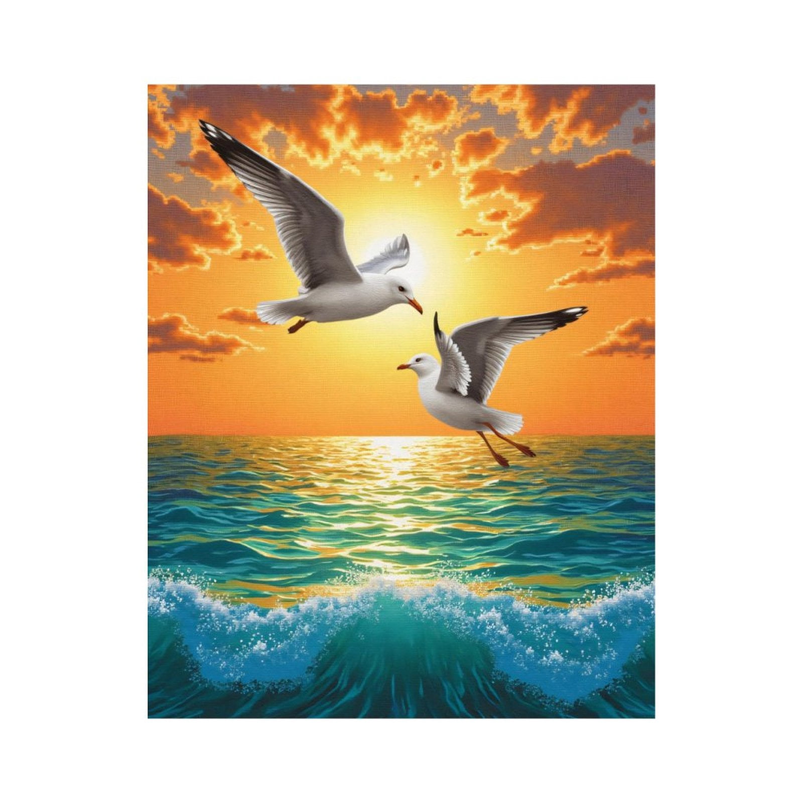 Paint by Numbers Kit for Adults, Seagulls Ocean Sunset Sky Waves Paint ...