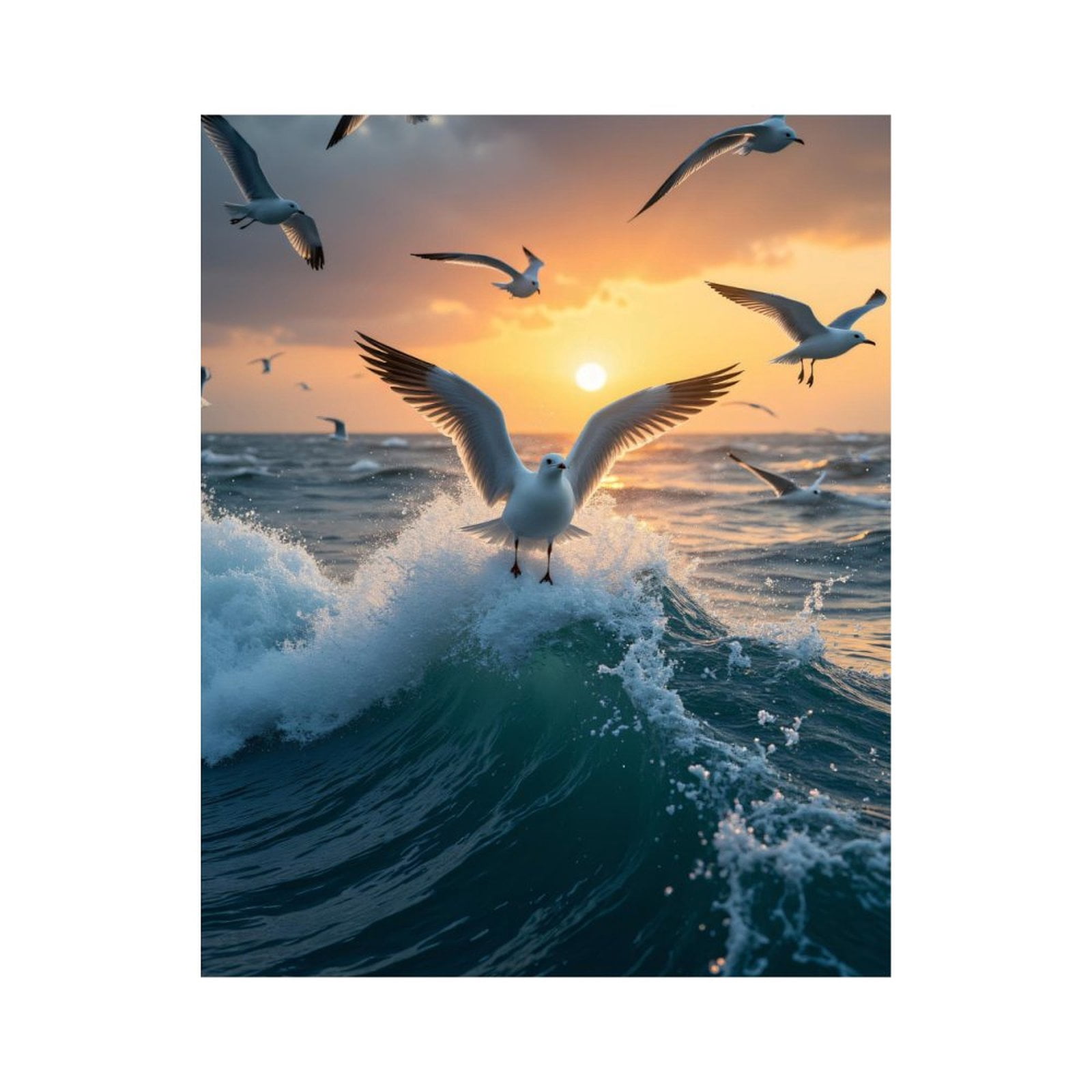 Paint by Numbers Kit for Adults, Seagulls Ocean Waves Sunset Flight ...