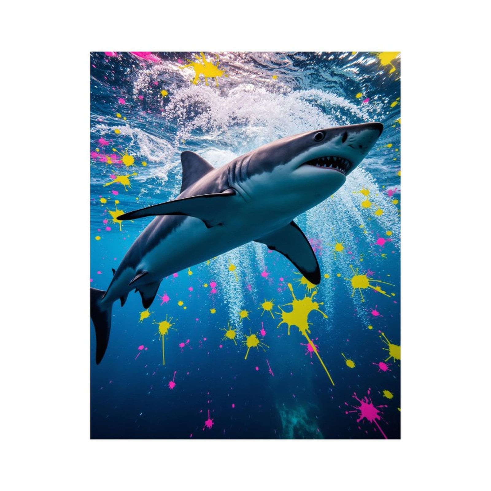 Paint by Numbers Kit for Adults, Shark Splash Art Ocean Splatters Paint ...