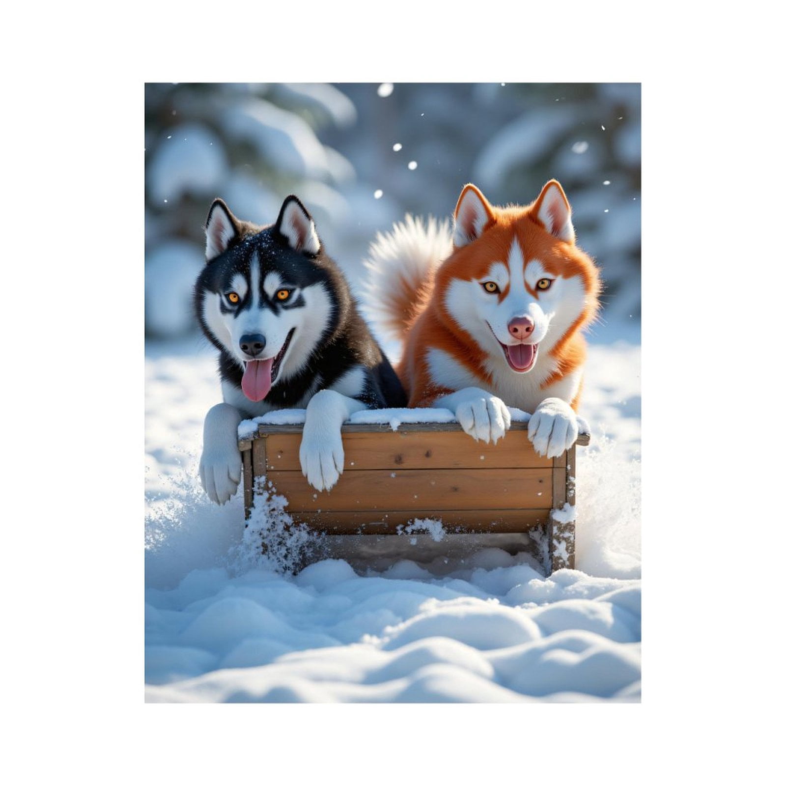 Paint by Numbers Kit for Adults, Siberian Huskies Snow Sledding Fun ...