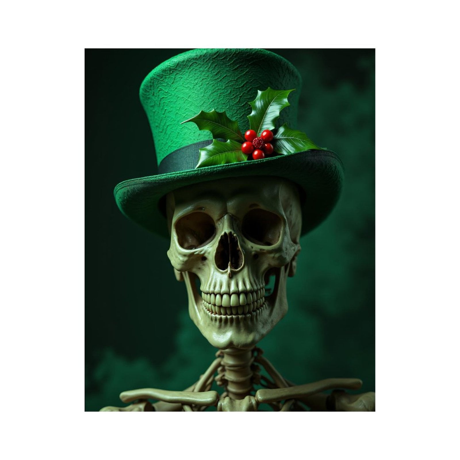 Paint by Numbers Kit for Adults, Skeleton Green Hat Holly Festive Paint ...