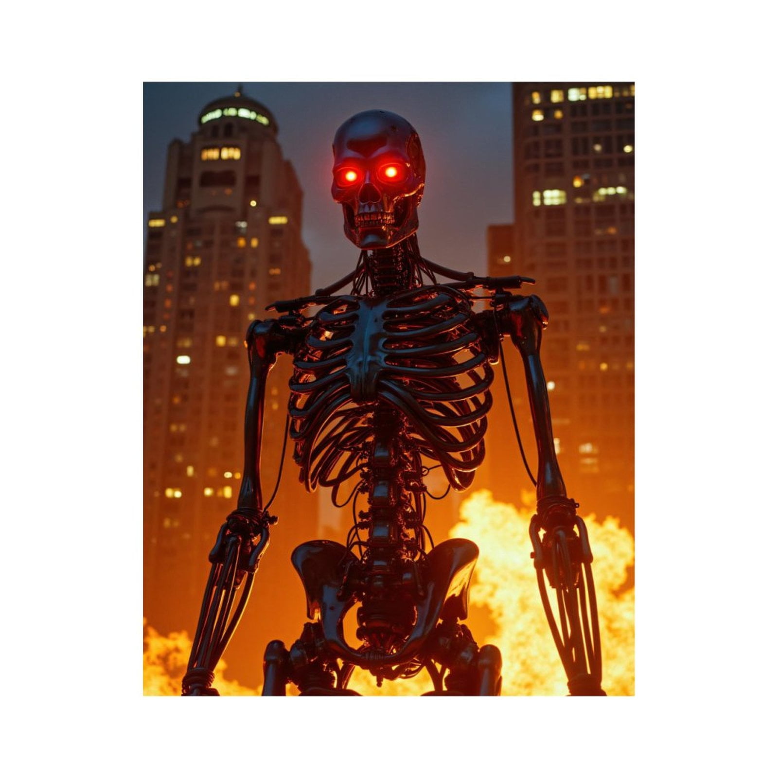 Paint by Numbers Kit for Adults, Skeleton Robot Fire Sunset Cityscape ...