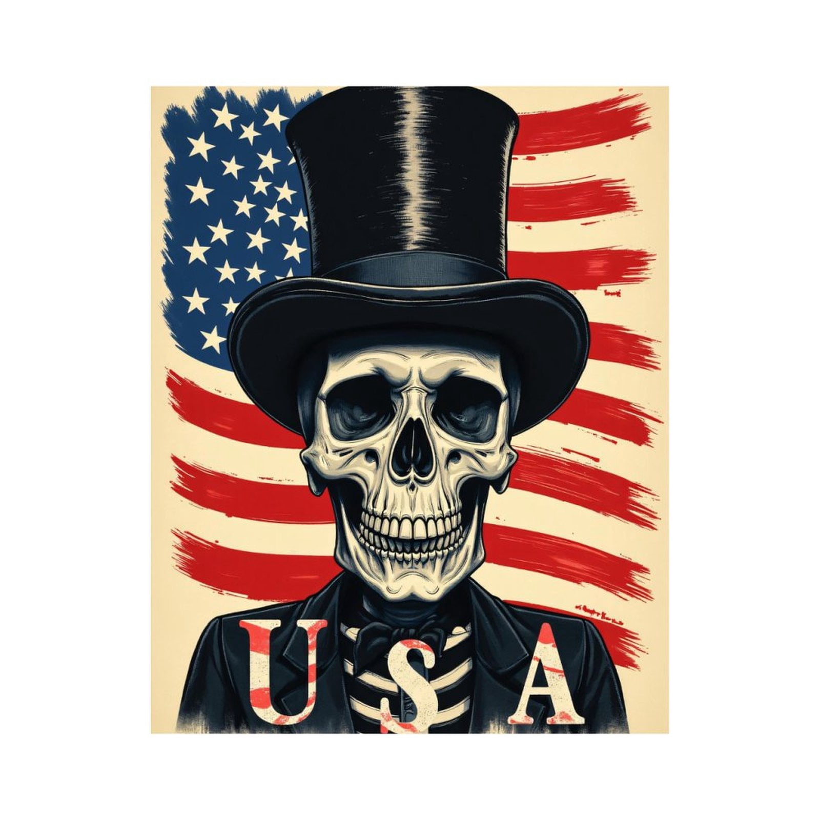 Paint by Numbers Kit for Adults, Skull With Top Hat Flag Background ...