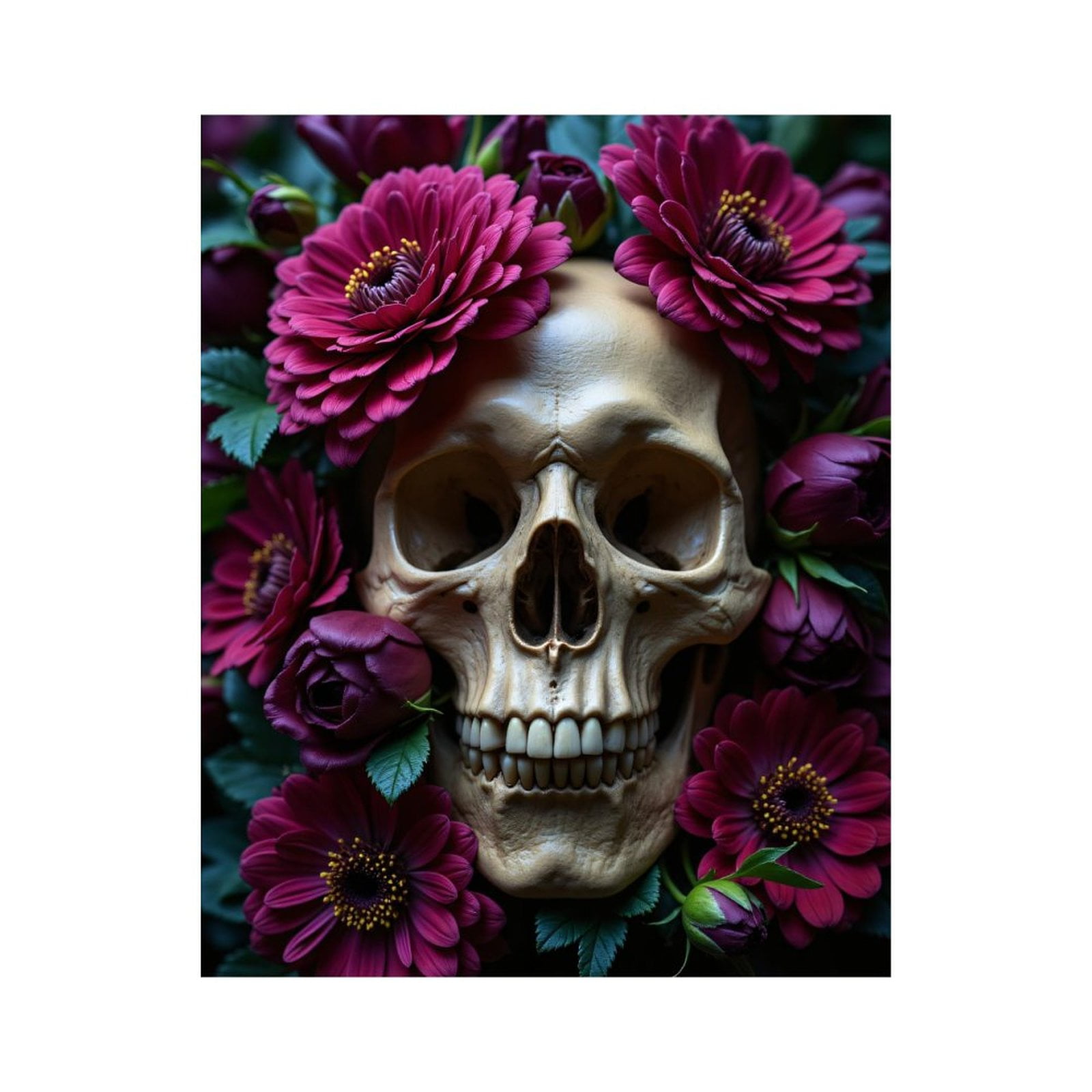 Paint by Numbers Kit for Adults, Skull With Vibrant Floral Arrangement ...