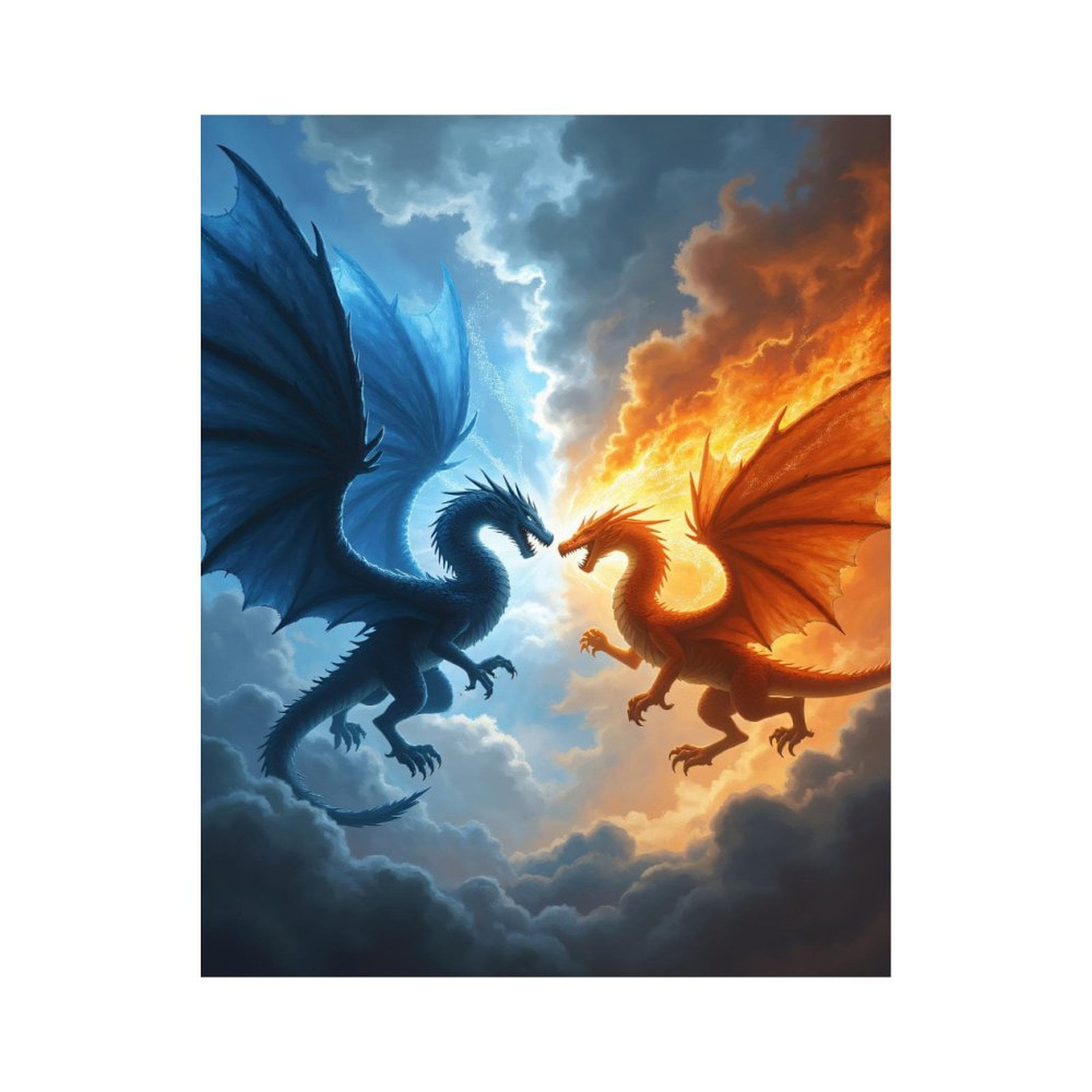 Paint by Numbers Kit for Adults, Sky Battle Elemental Dragons Paint by Numbers, Easy Paint by ...