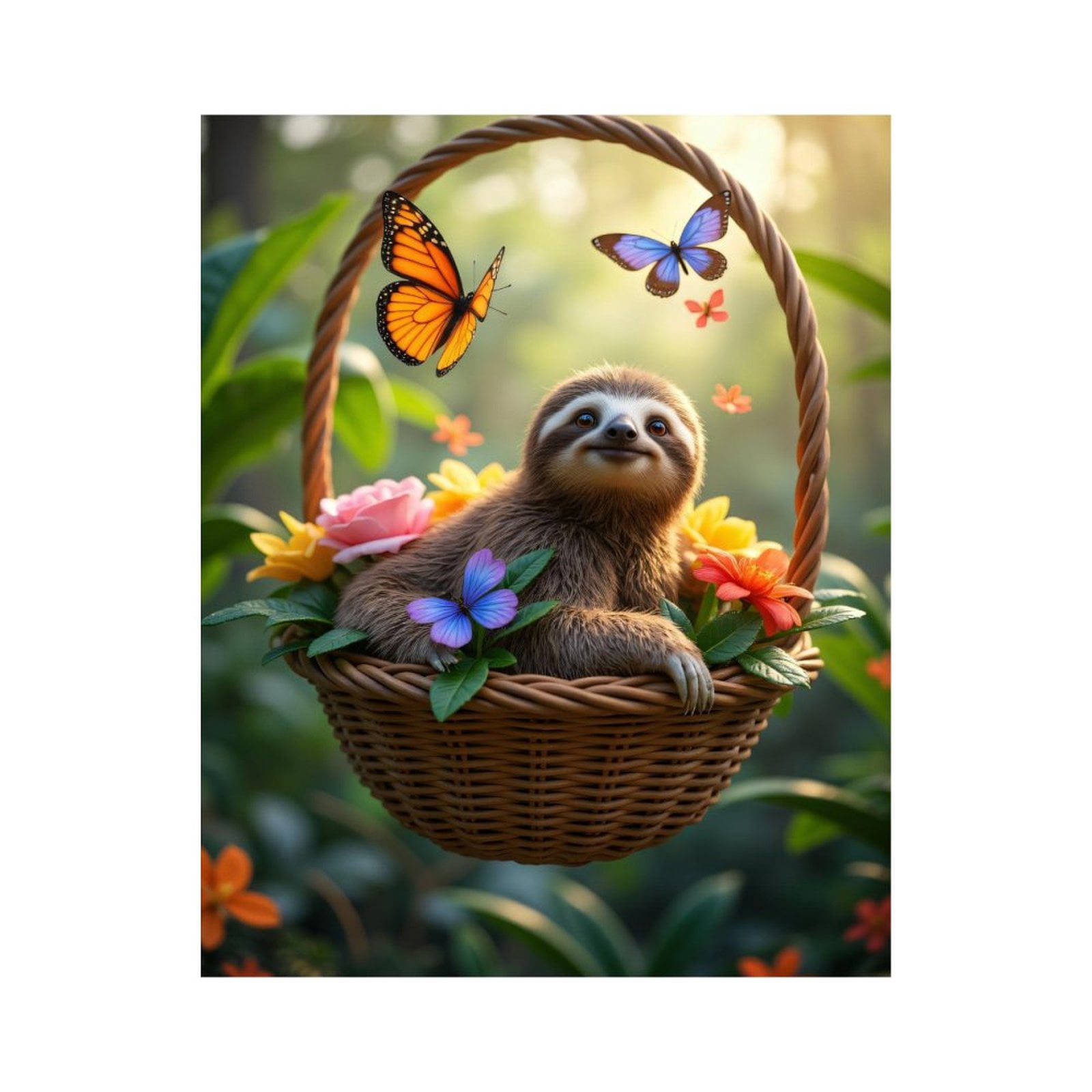 Paint by Numbers Kit for Adults, Sloth Basket Butterflies Flowers Paint ...