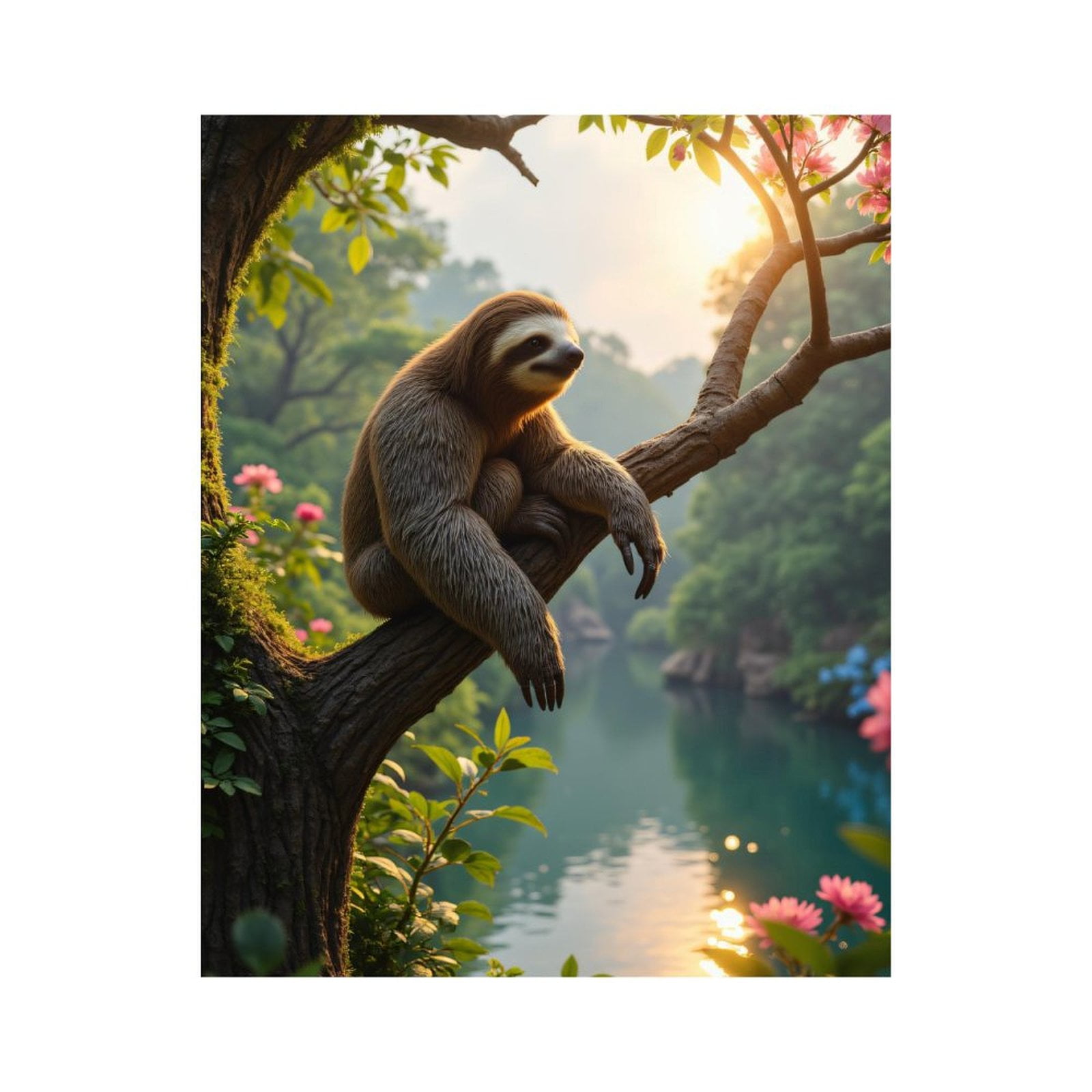 Paint by Numbers Kit for Adults, Sloth Tree Sunset Tranquil Scene Paint ...