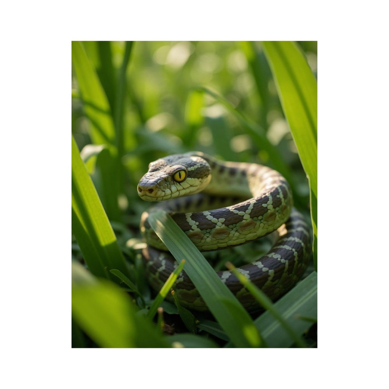 Paint by Numbers Kit for Adults, Snake In Green Grass Sunlight Paint by ...