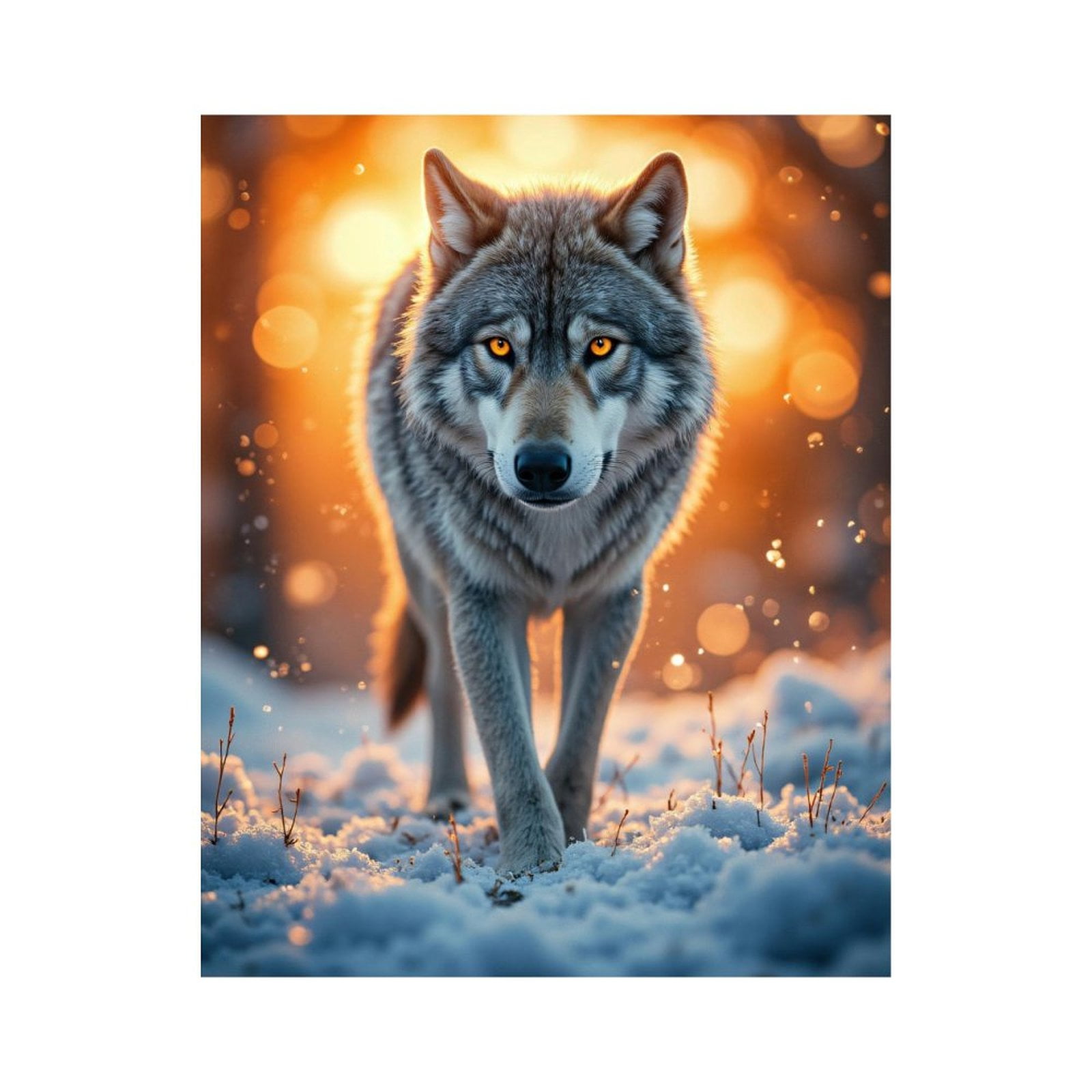 Paint by Numbers Kit for Adults, Snow Wolf Winter Sunset Scene Paint by ...