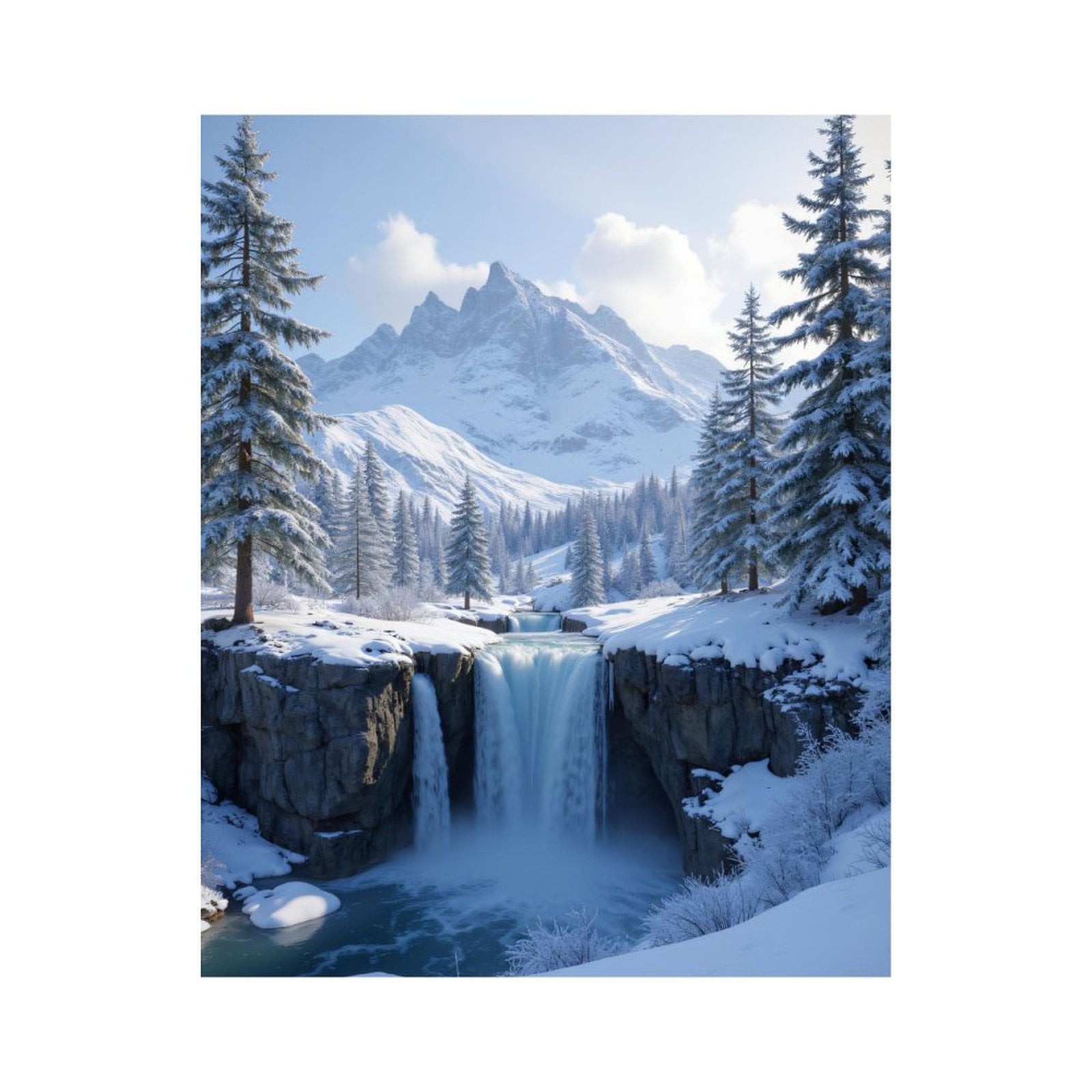 Paint by Numbers Kit for Adults, Snowy Mountain Waterfall Scene Paint ...