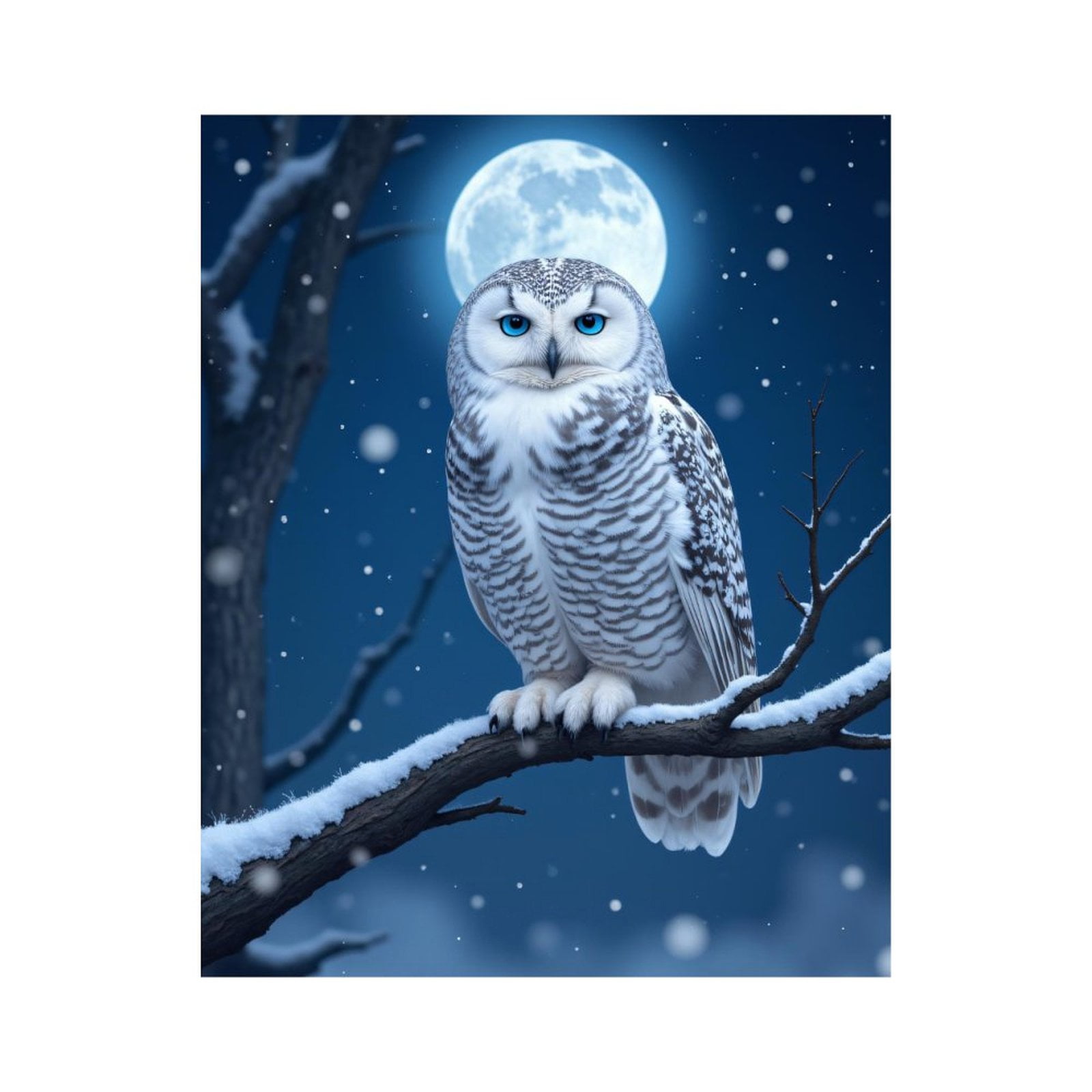 Paint by Numbers Kit for Adults, Snowy Owl Moonlit Winter Scene Paint ...