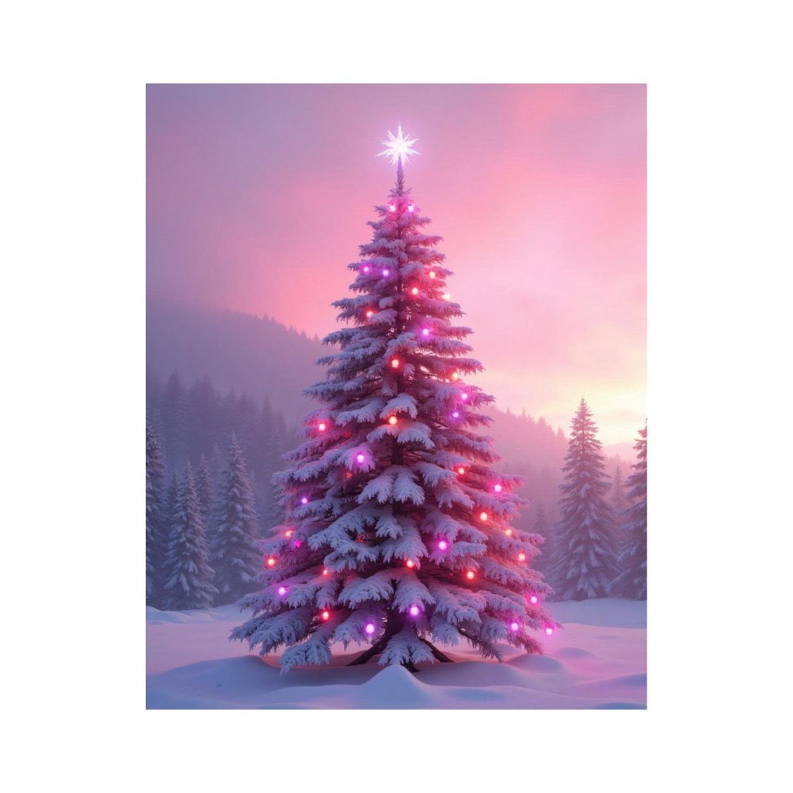Paint by Numbers Kit for Adults, Snowy Tree With Colorful Lights Paint ...