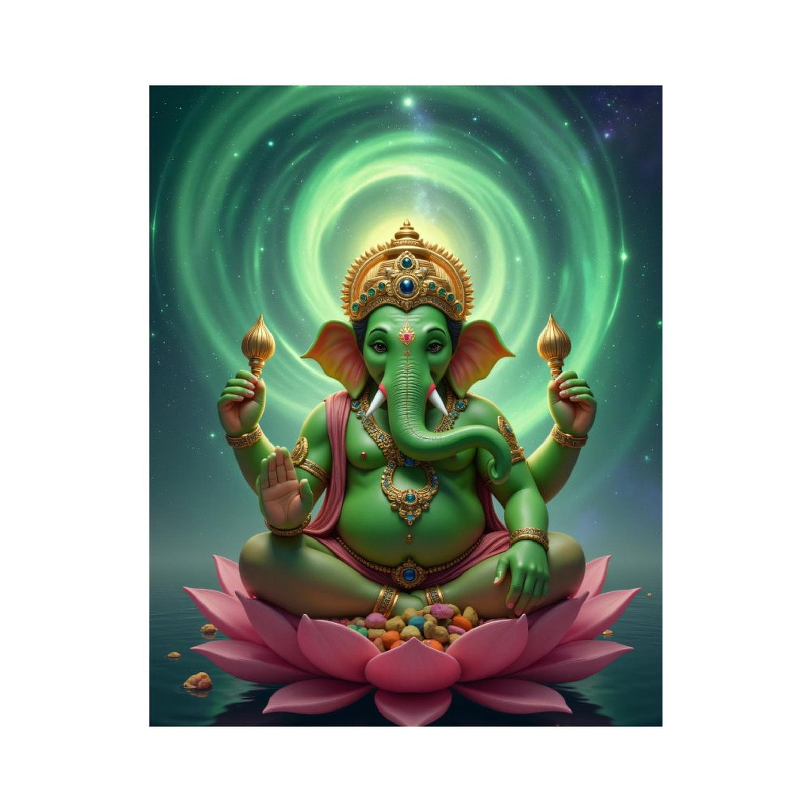 Paint by Numbers Kit for Adults, Spiritual Green Deity Lotus Meditation ...