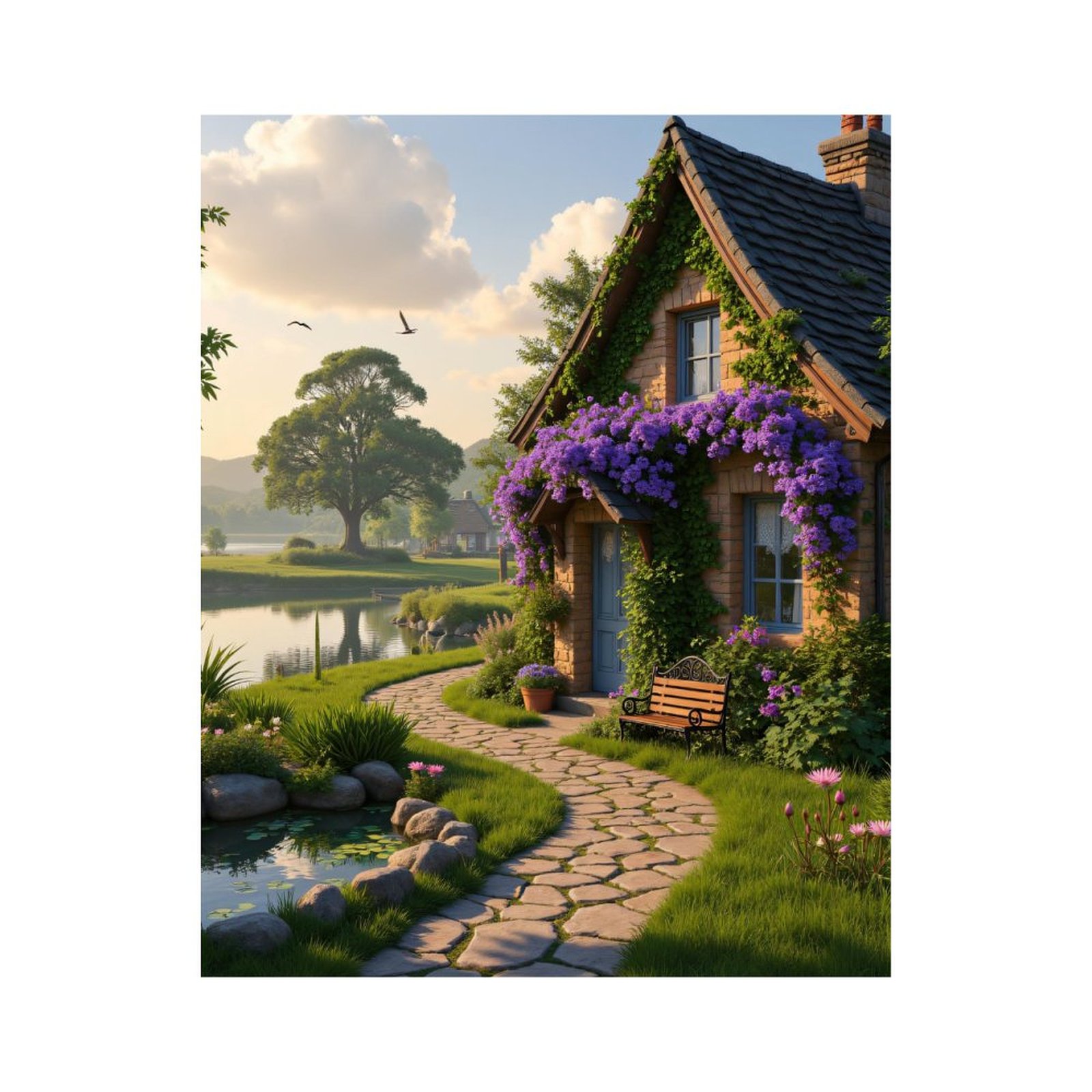 Paint by Numbers Kit for Adults, Stone Path Cottage Scenic View Paint by Numbers, Easy Paint by ...