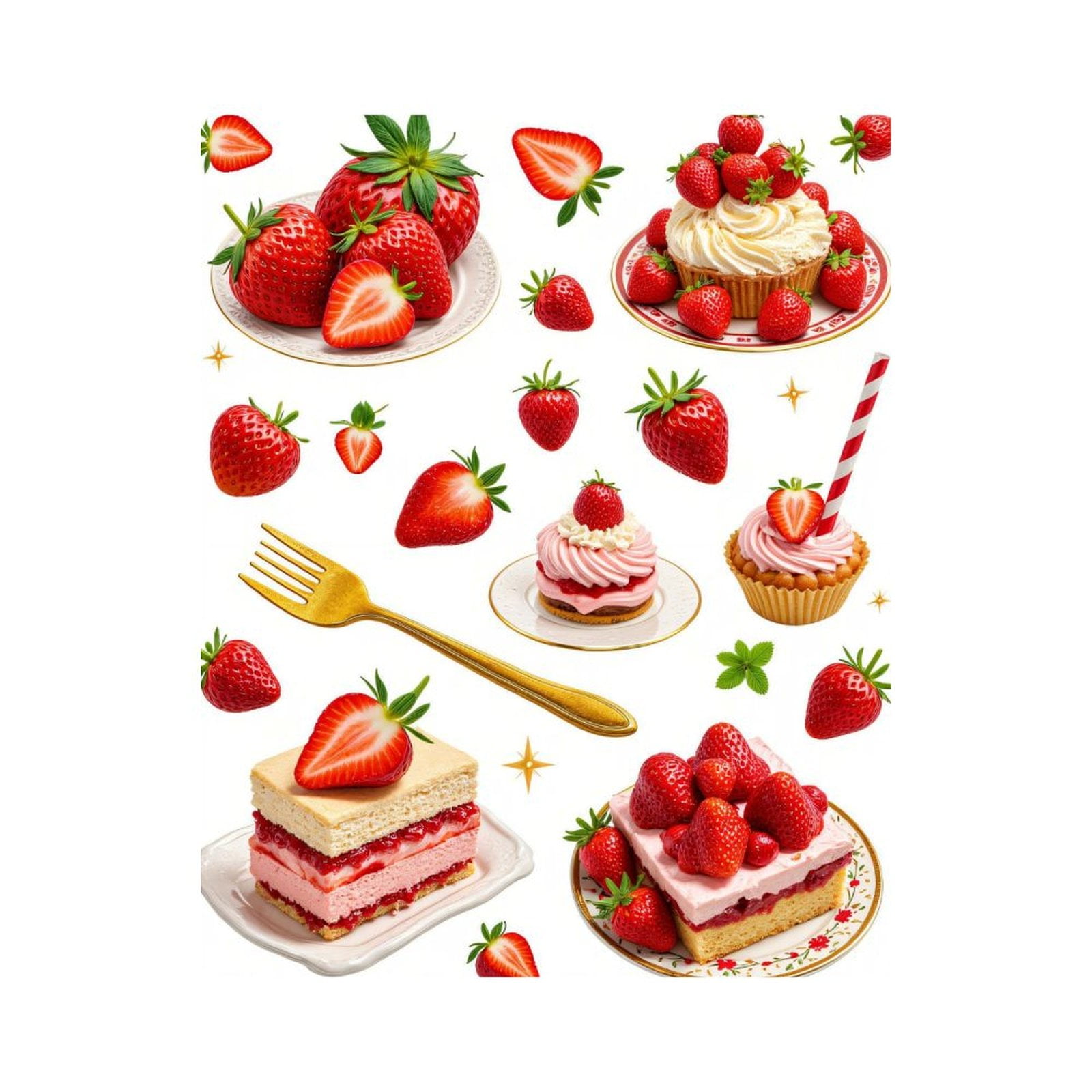 Paint by Numbers Kit for Adults, Strawberry Delights Dessert Selection ...