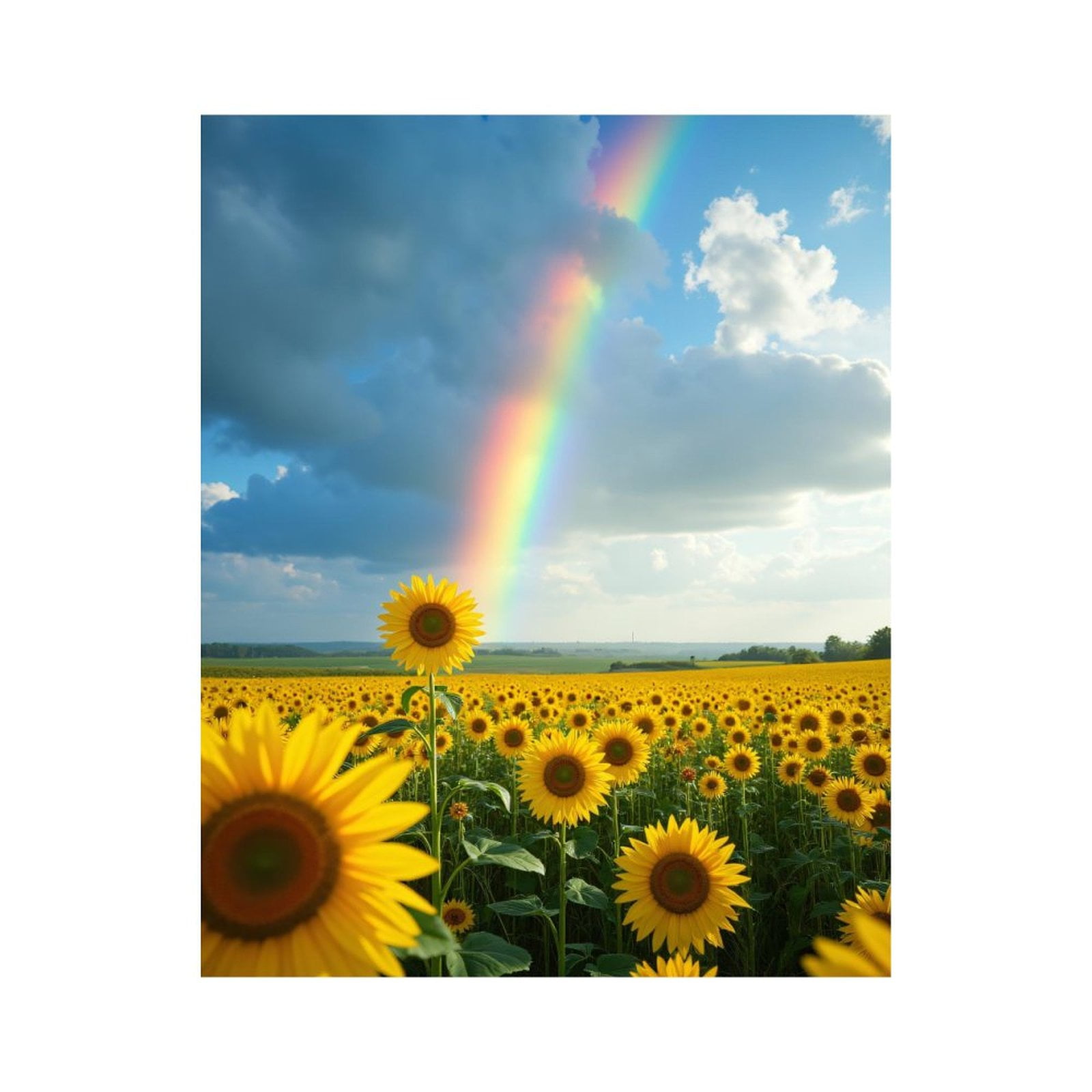 Paint by Numbers Kit for Adults, Sunflower Field Under Vibrant Rainbow ...