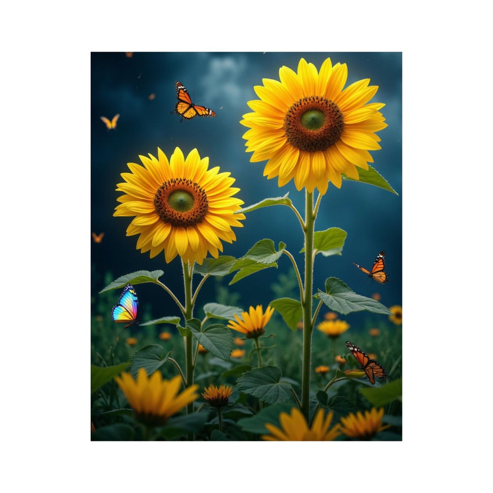 Paint by Numbers Kit for Adults, Sunflowers Butterflies Blooming Sky ...