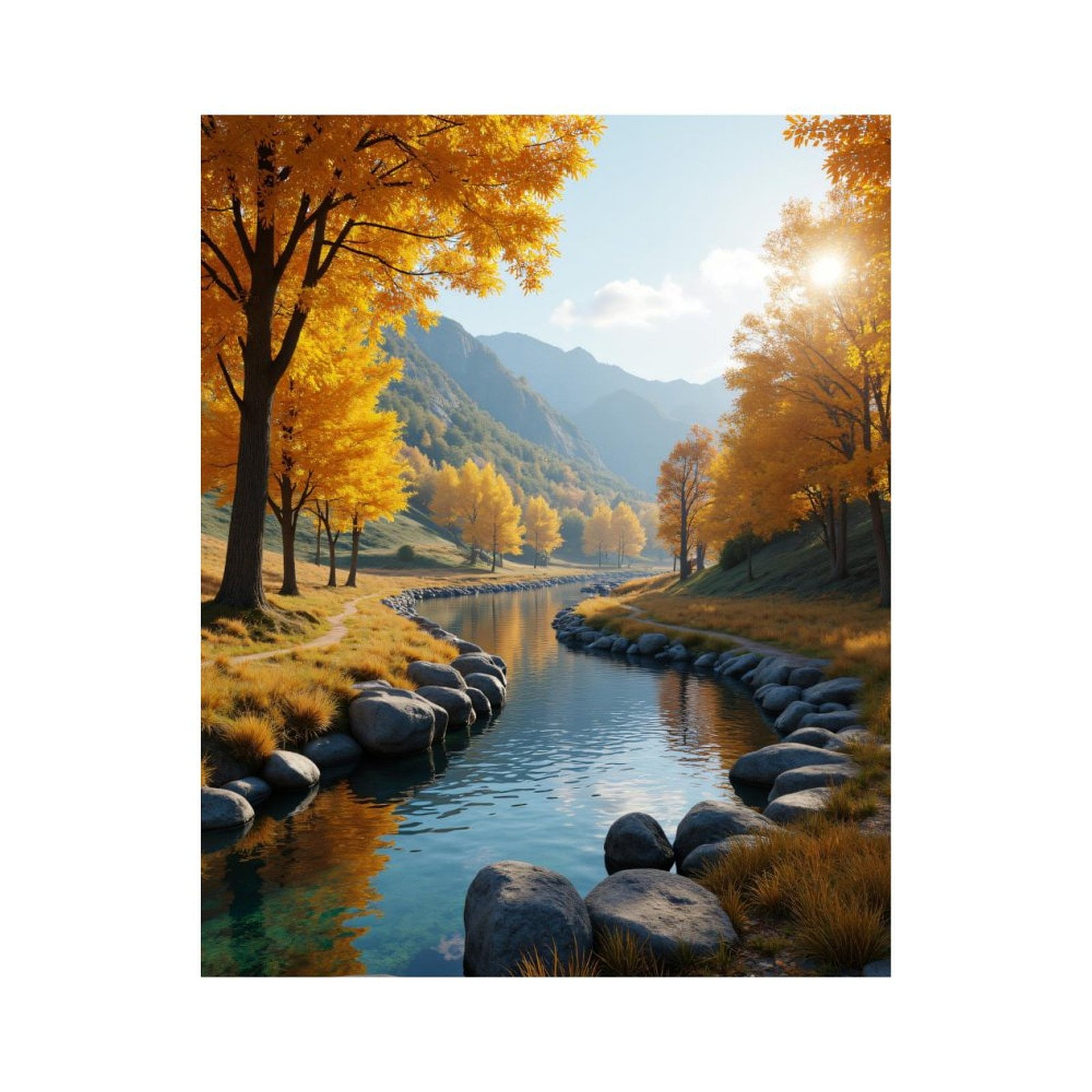 Paint by Numbers Kit for Adults, Sunlit Autumn River Landscape Paint by ...