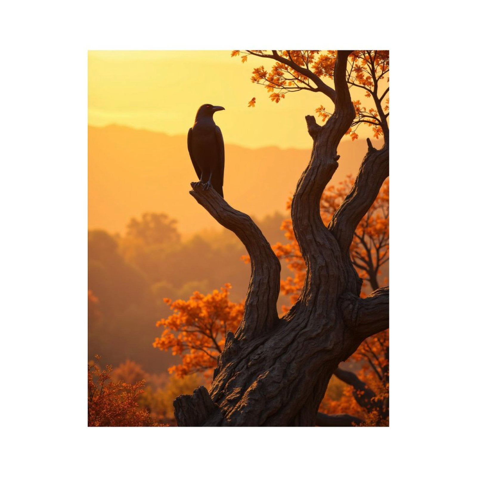 Paint by Numbers Kit for Adults, Sunset Crow Autumn Tree Silhouette Paint by Numbers, Easy Paint ...