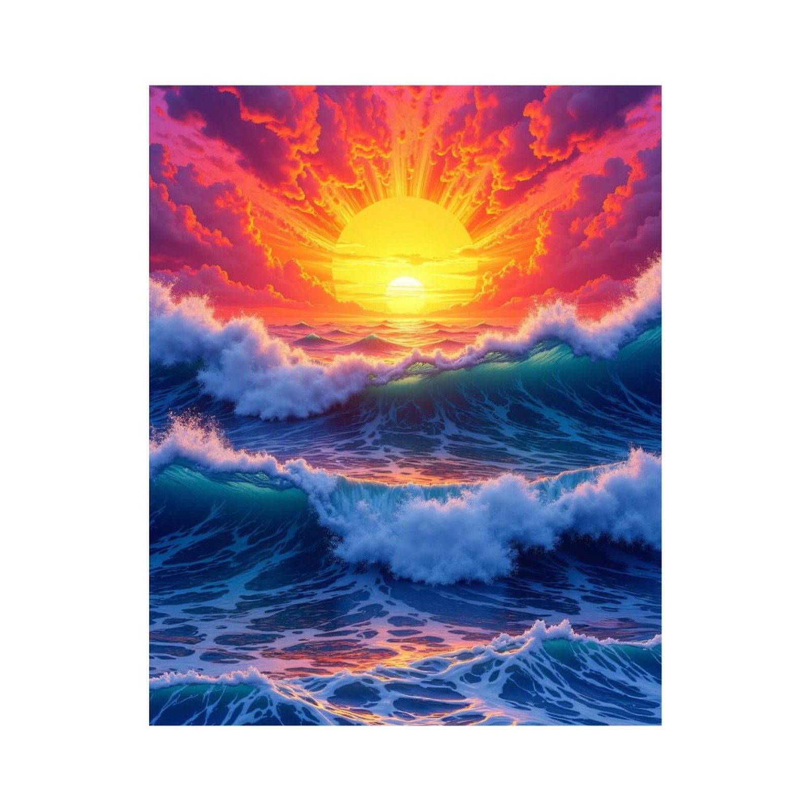 Paint by Numbers Kit for Adults, Sunset Ocean Waves Majestic Sky Paint by Numbers, Easy Paint by ...