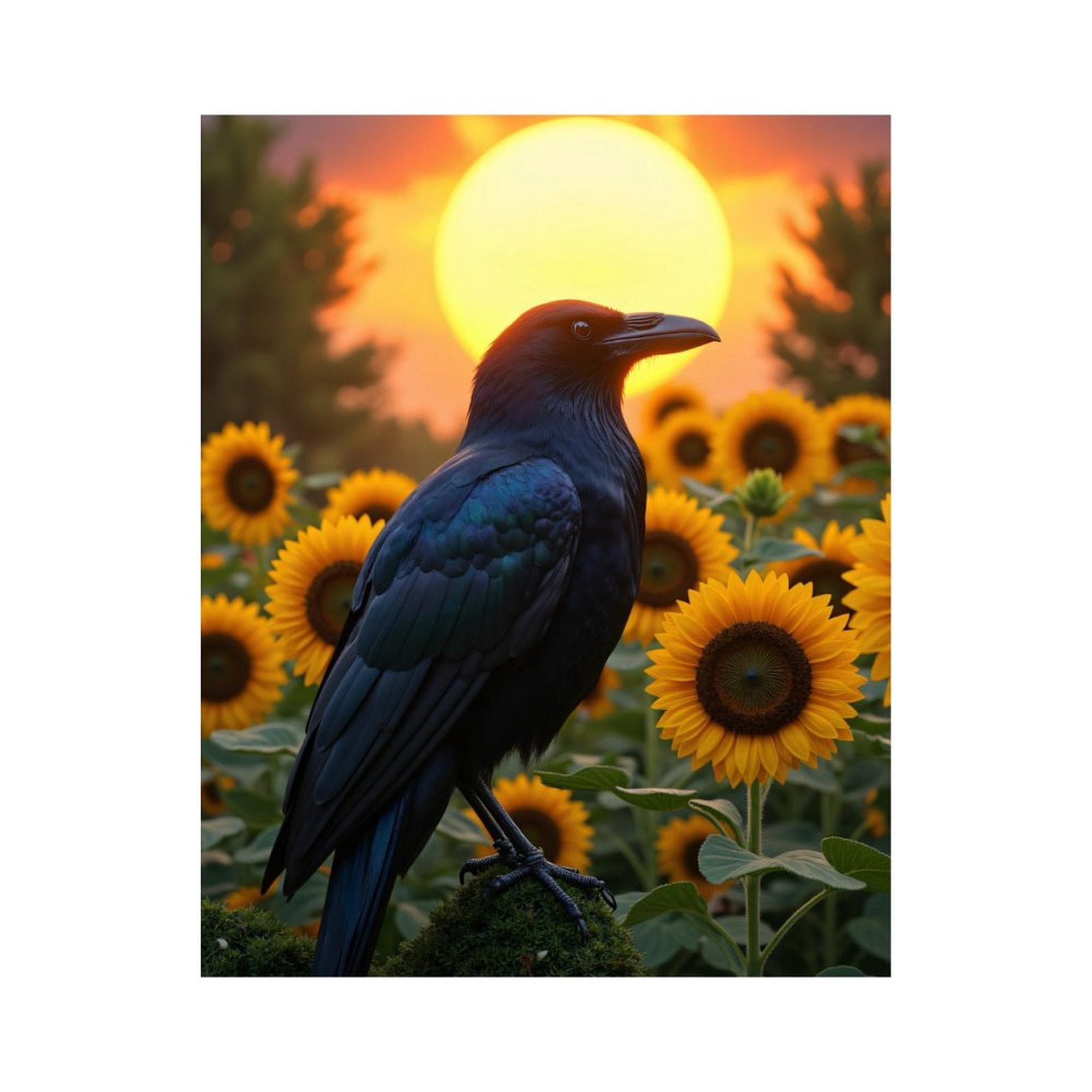 Paint by Numbers Kit for Adults, Sunset Raven Sunflowers Scene Paint by ...
