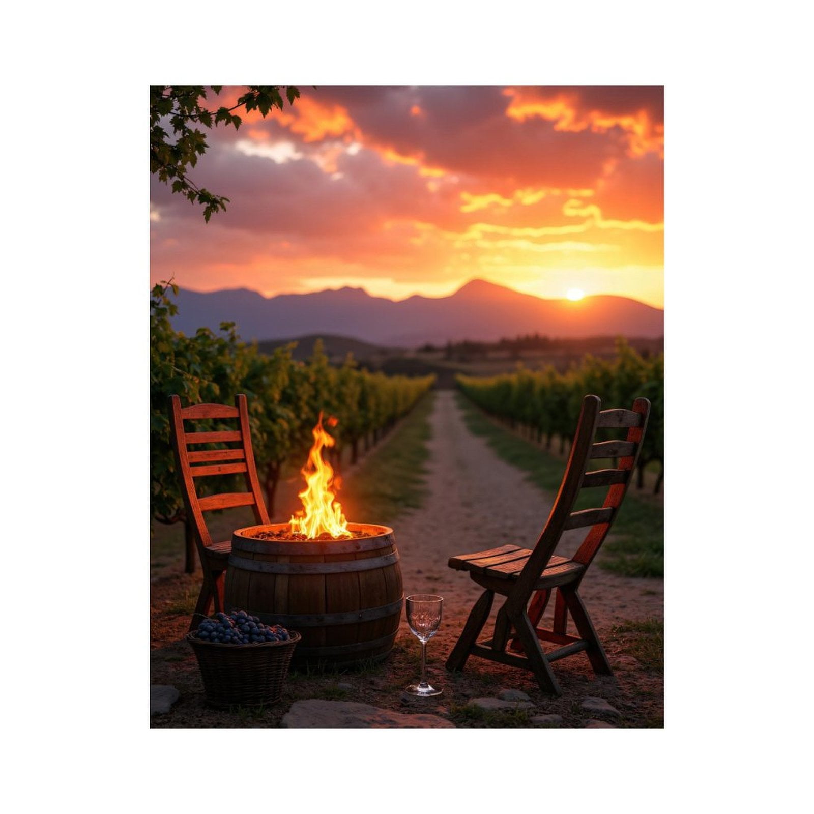 Paint by Numbers Kit for Adults, Sunset Vineyard Fire Pit Chairs Paint ...