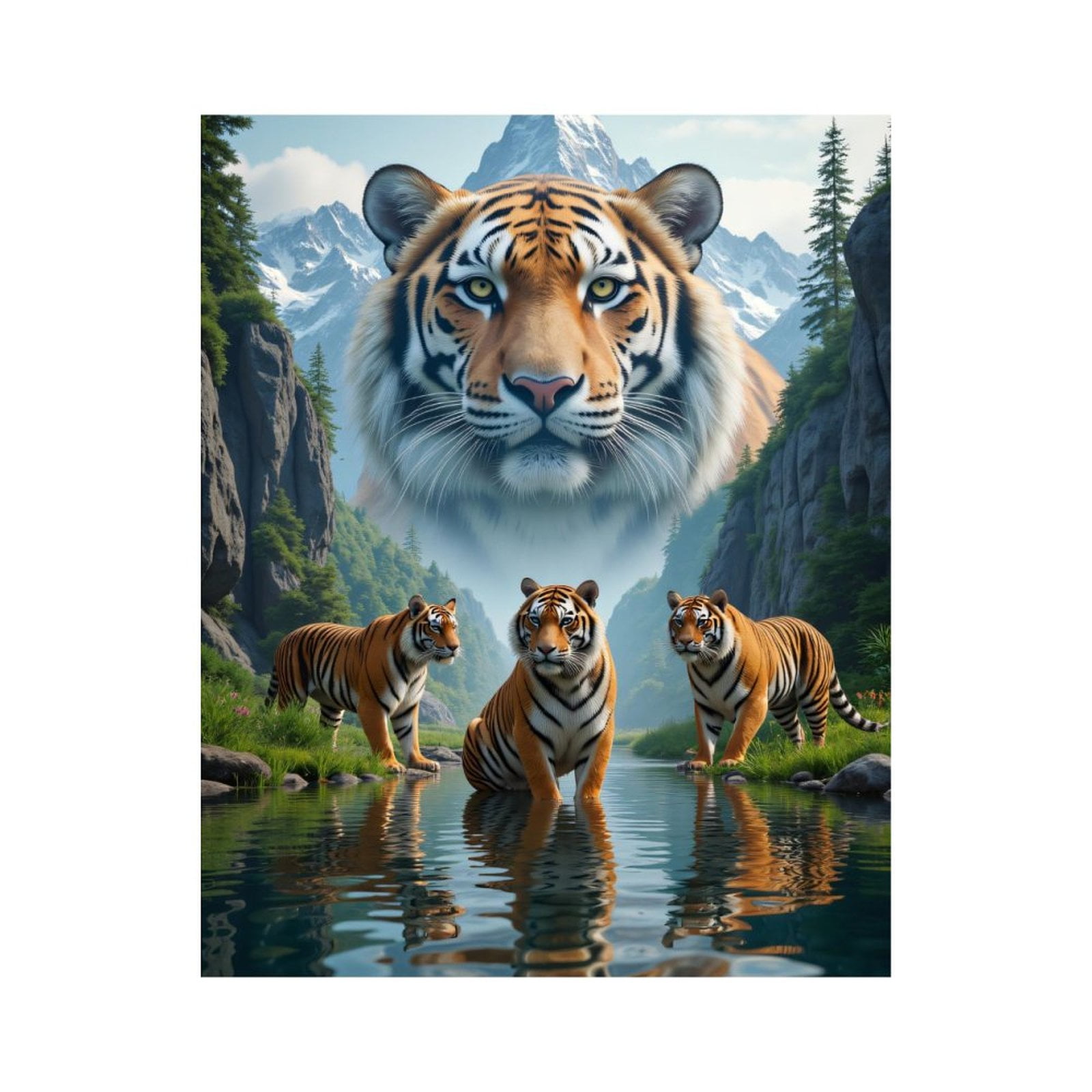 Paint by Numbers Kit for Adults, Tigers River Reflection Mountains Paint by Numbers, Easy Paint ...