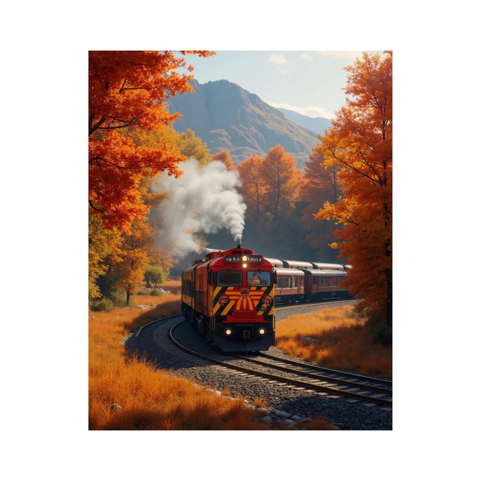 Paint by Numbers Kit for Adults, Train Autumn Scenic Journey Paint by ...