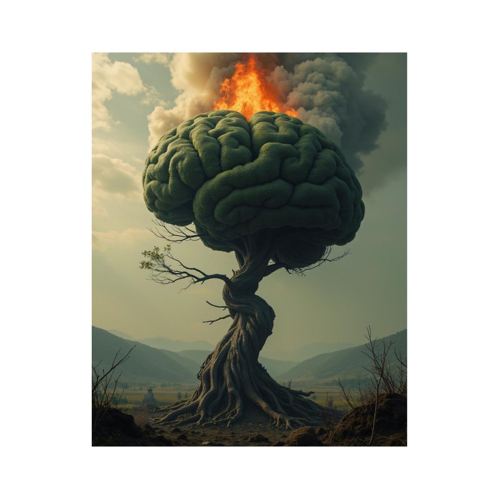 Paint by Numbers Kit for Adults, Tree Brain Fire Landscape Surrealism ...