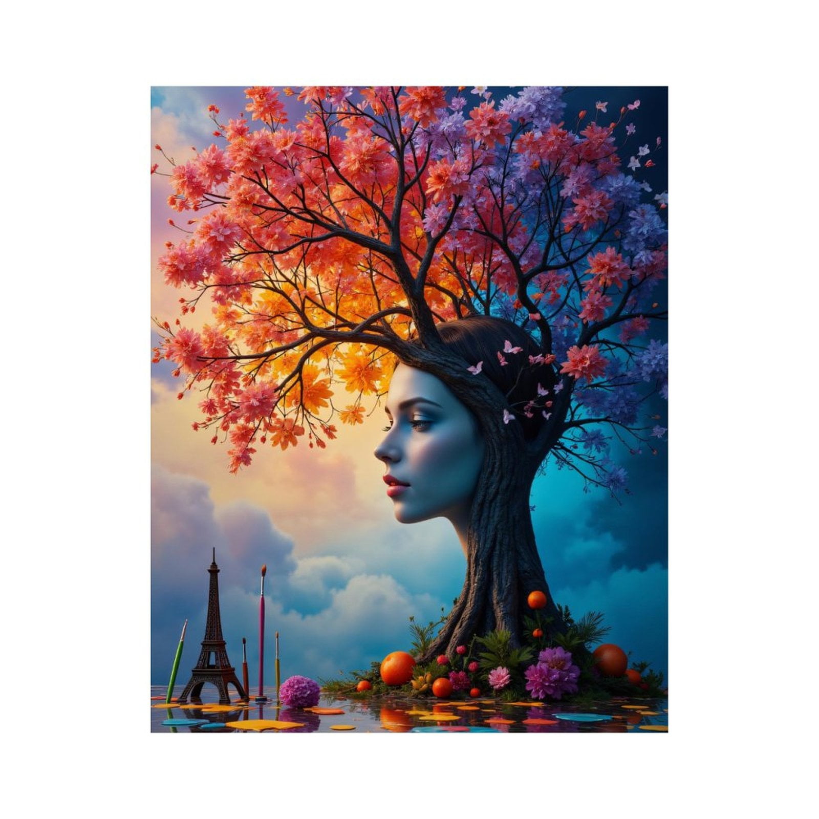 Paint by Numbers Kit for Adults, Tree Head Artistic Woman Nature Dream ...