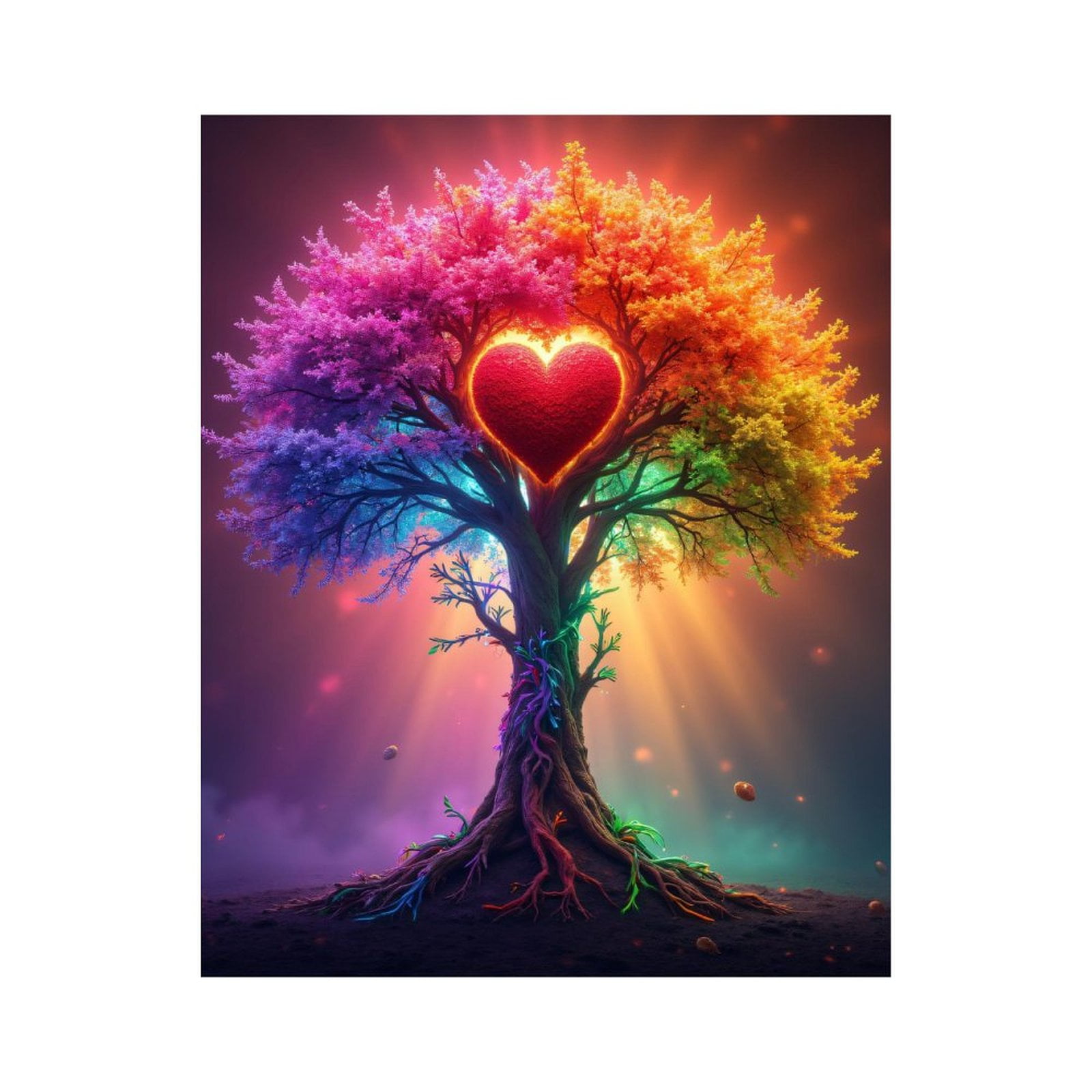 Paint by Numbers Kit for Adults, Tree Of Vibrant Heart Colors Paint by ...