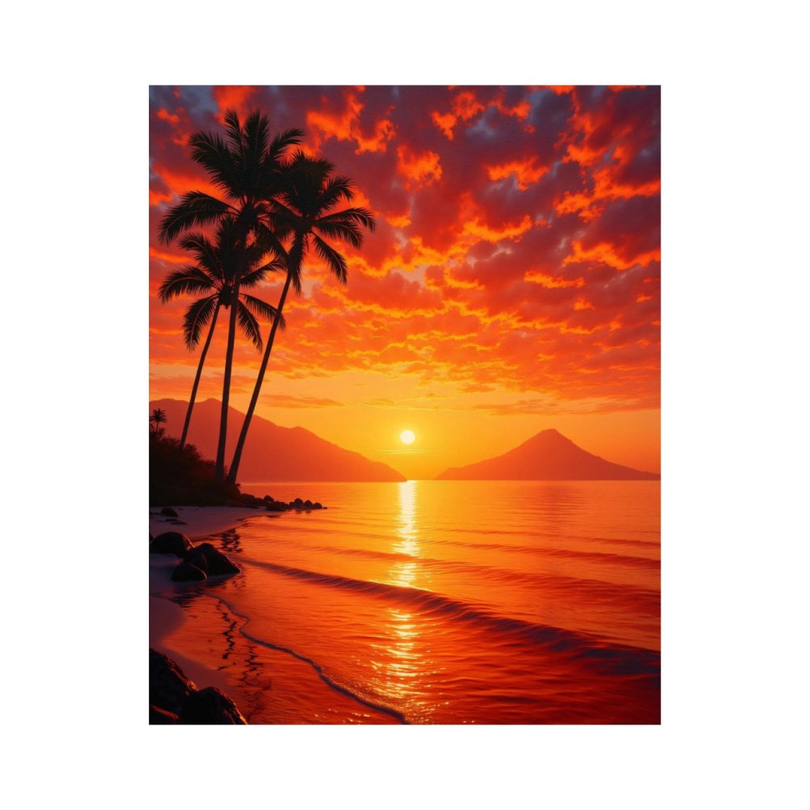 Paint by Numbers Kit for Adults, Tropical Sunset Beach Palm Silhouette ...