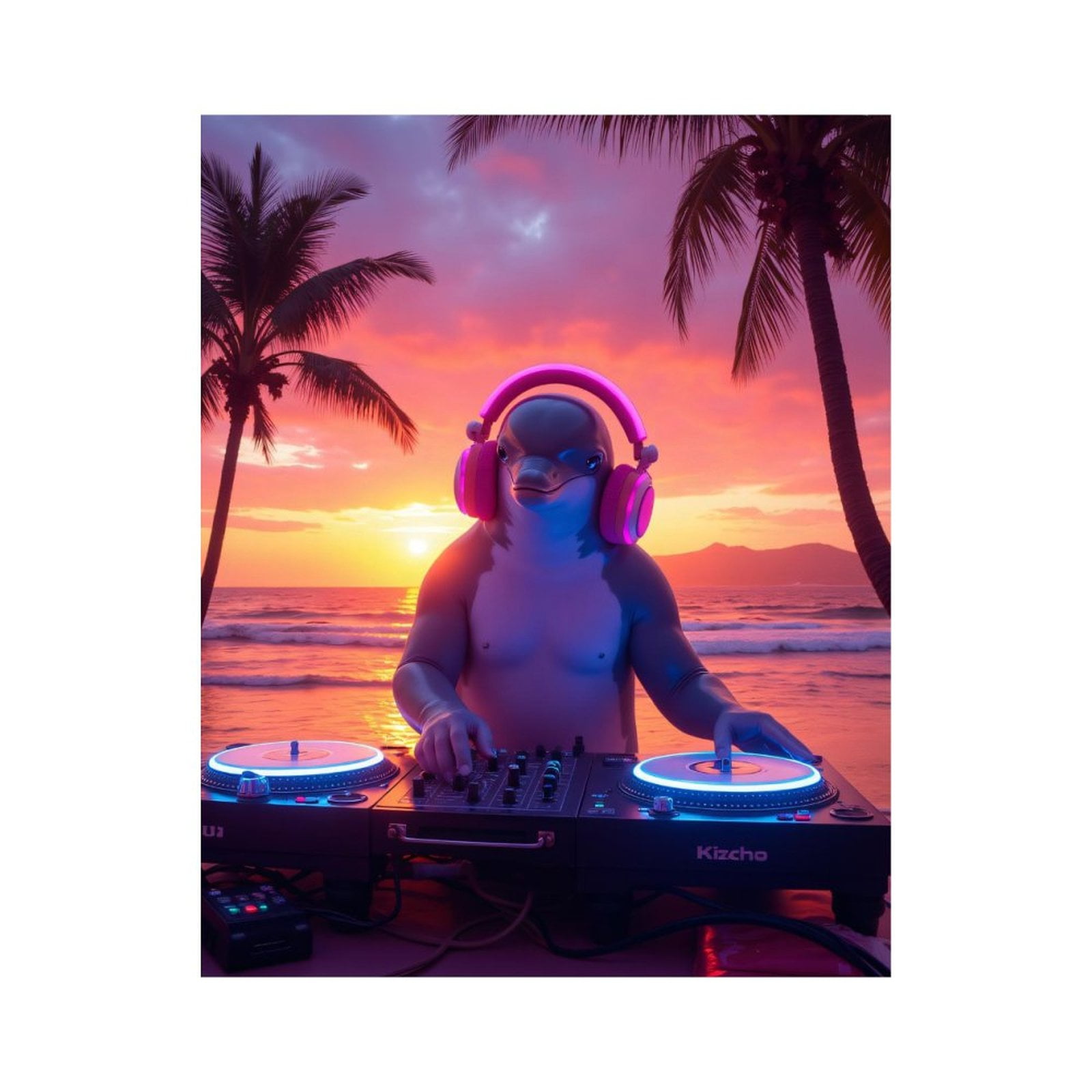 Paint by Numbers Kit for Adults, Tropical Sunset DJ Dolphin Party Paint ...