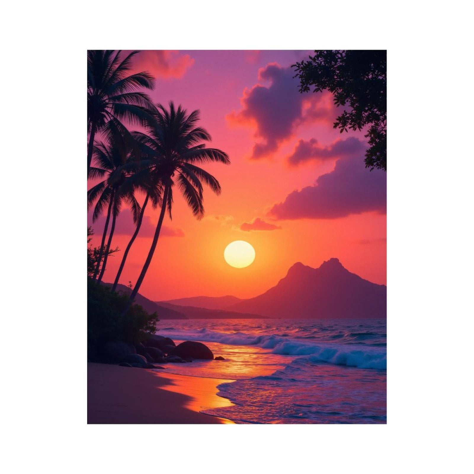 Paint by Numbers Kit for Adults, Tropical Sunset Over Ocean Beach Paint ...
