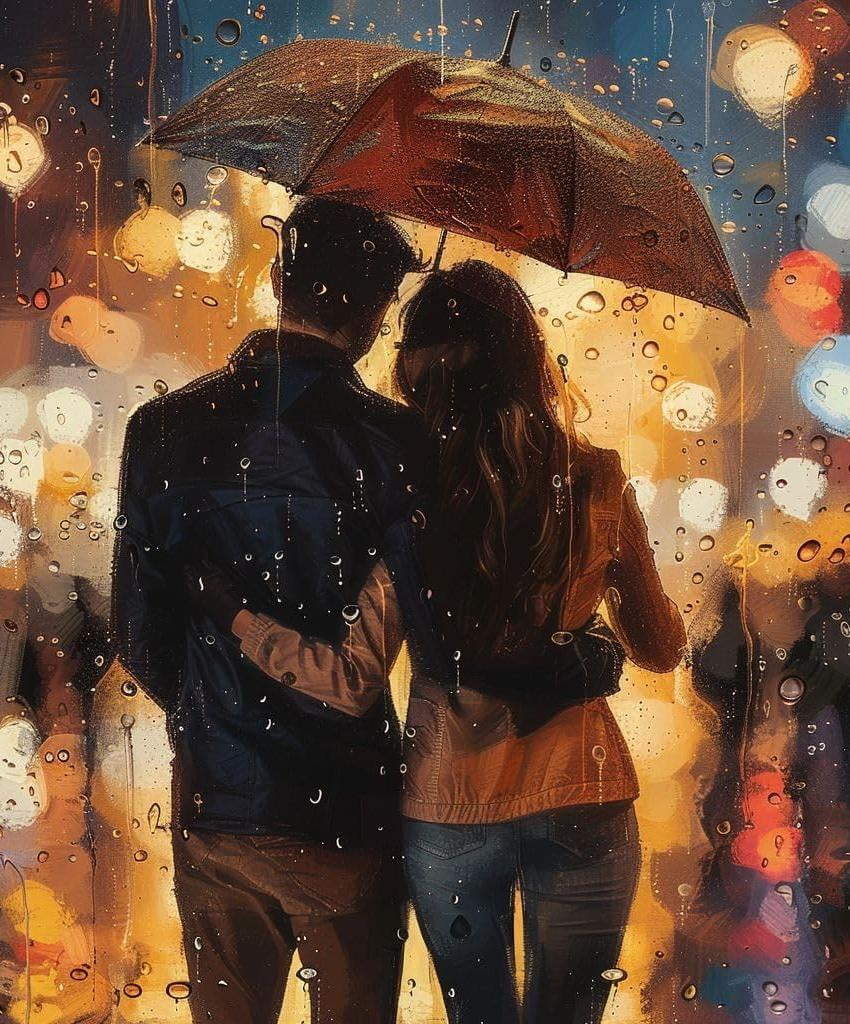 Paint by Numbers Kit for Adults - Umbrella Couple - Beginner DIY Color ...