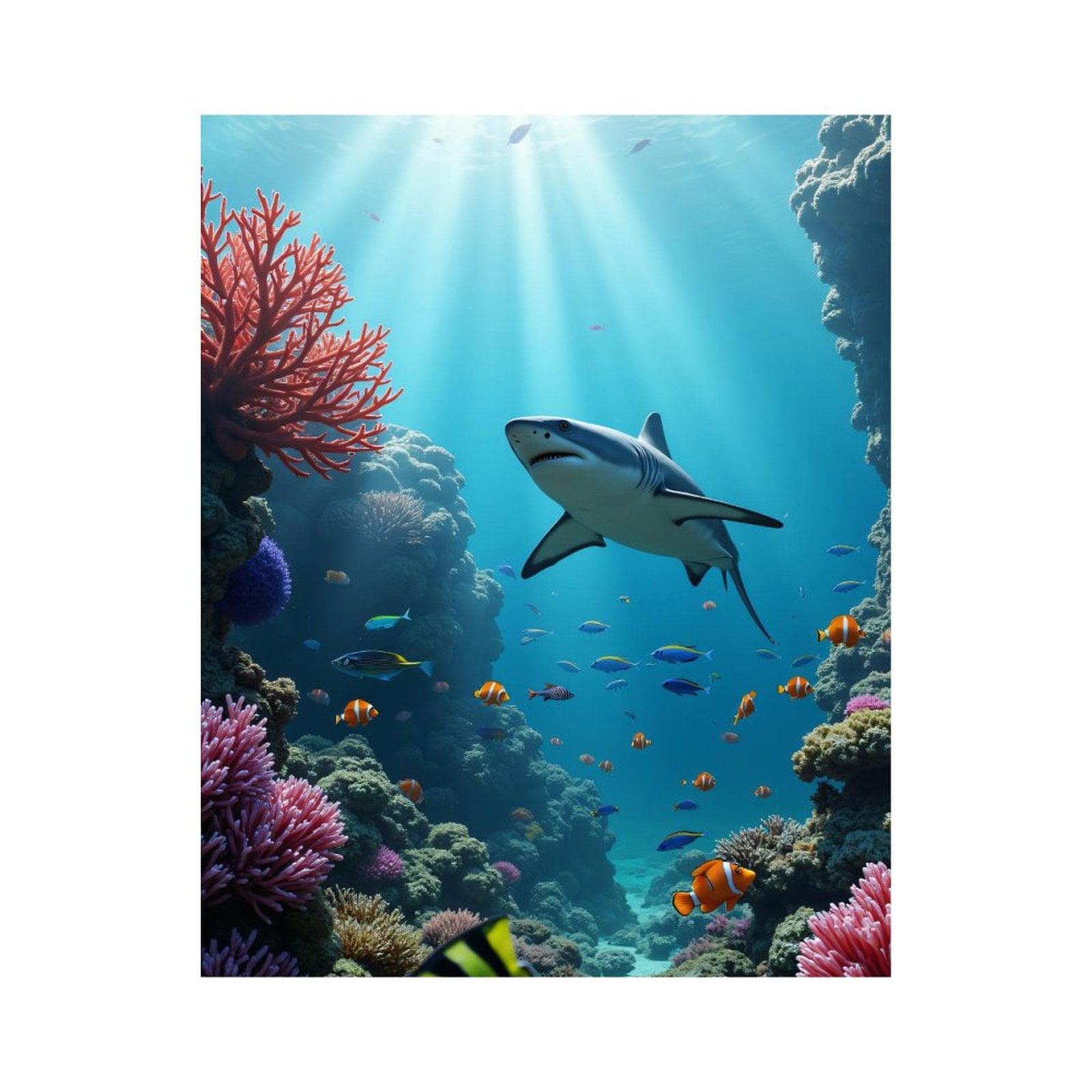 Paint by Numbers Kit for Adults, Underwater Reef Shark Coral Fish Paint ...