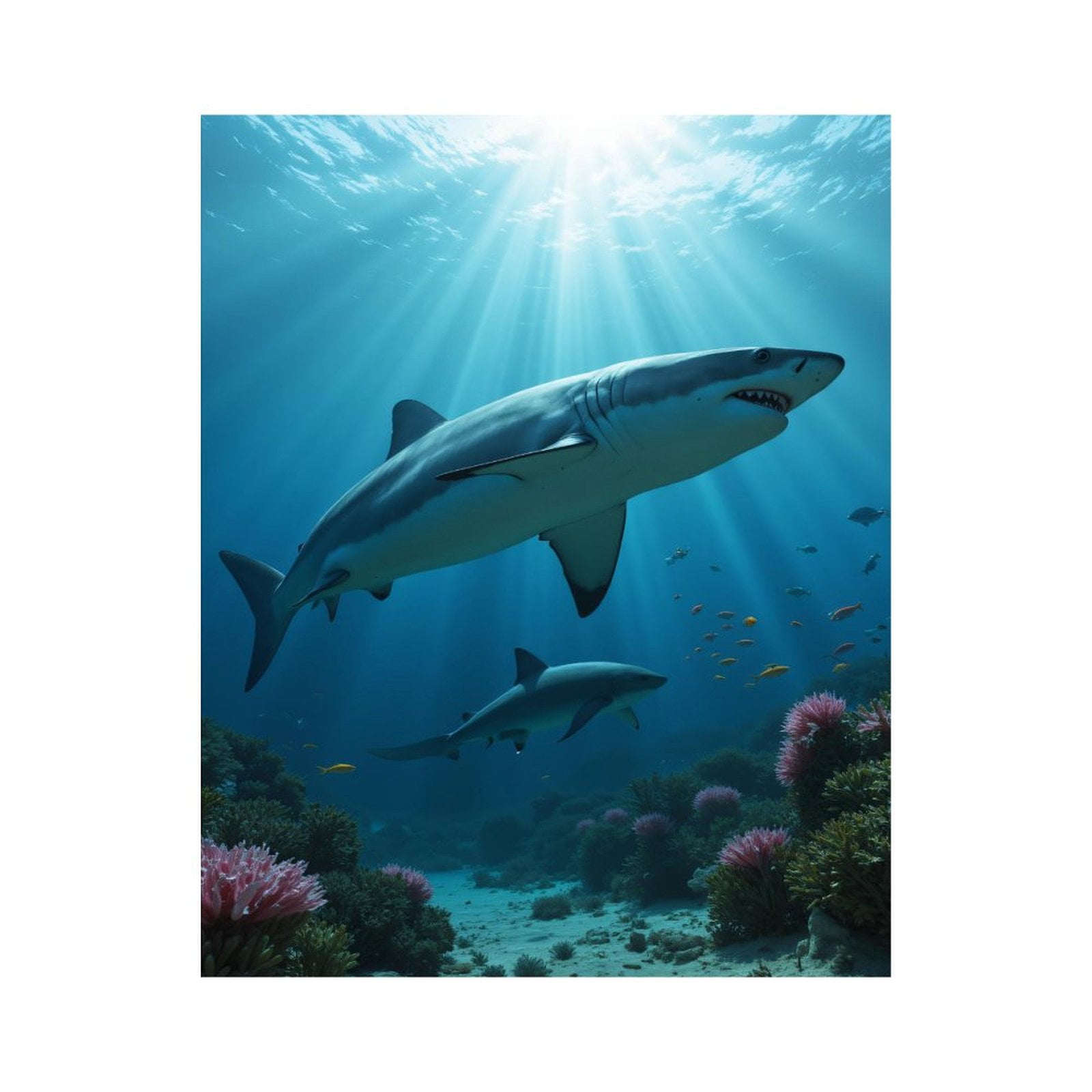 Paint by Numbers Kit for Adults, Underwater Sharks Ocean Scene Paint by ...
