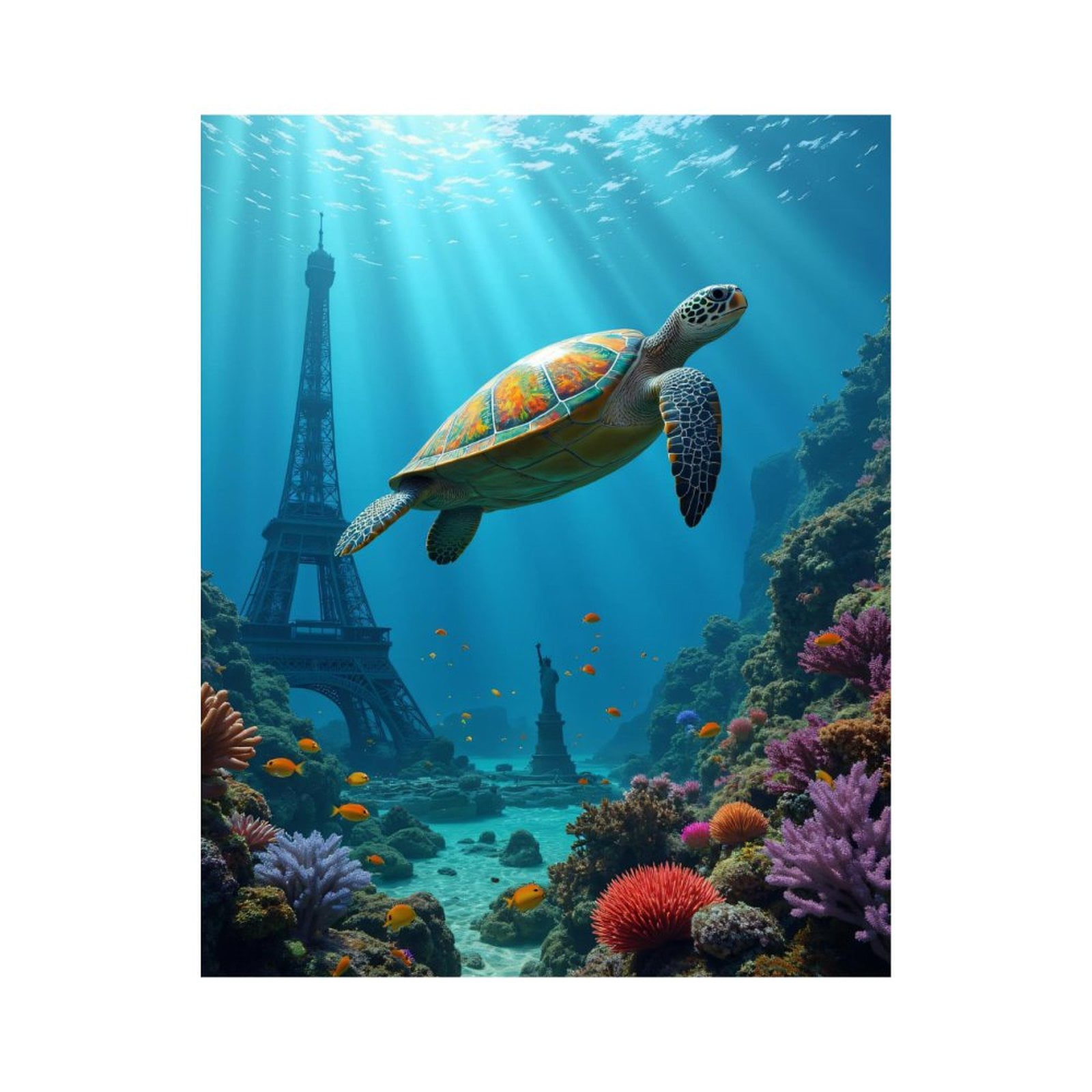 Paint by Numbers Kit for Adults, Underwater Turtle Coral Fantasy Scene ...
