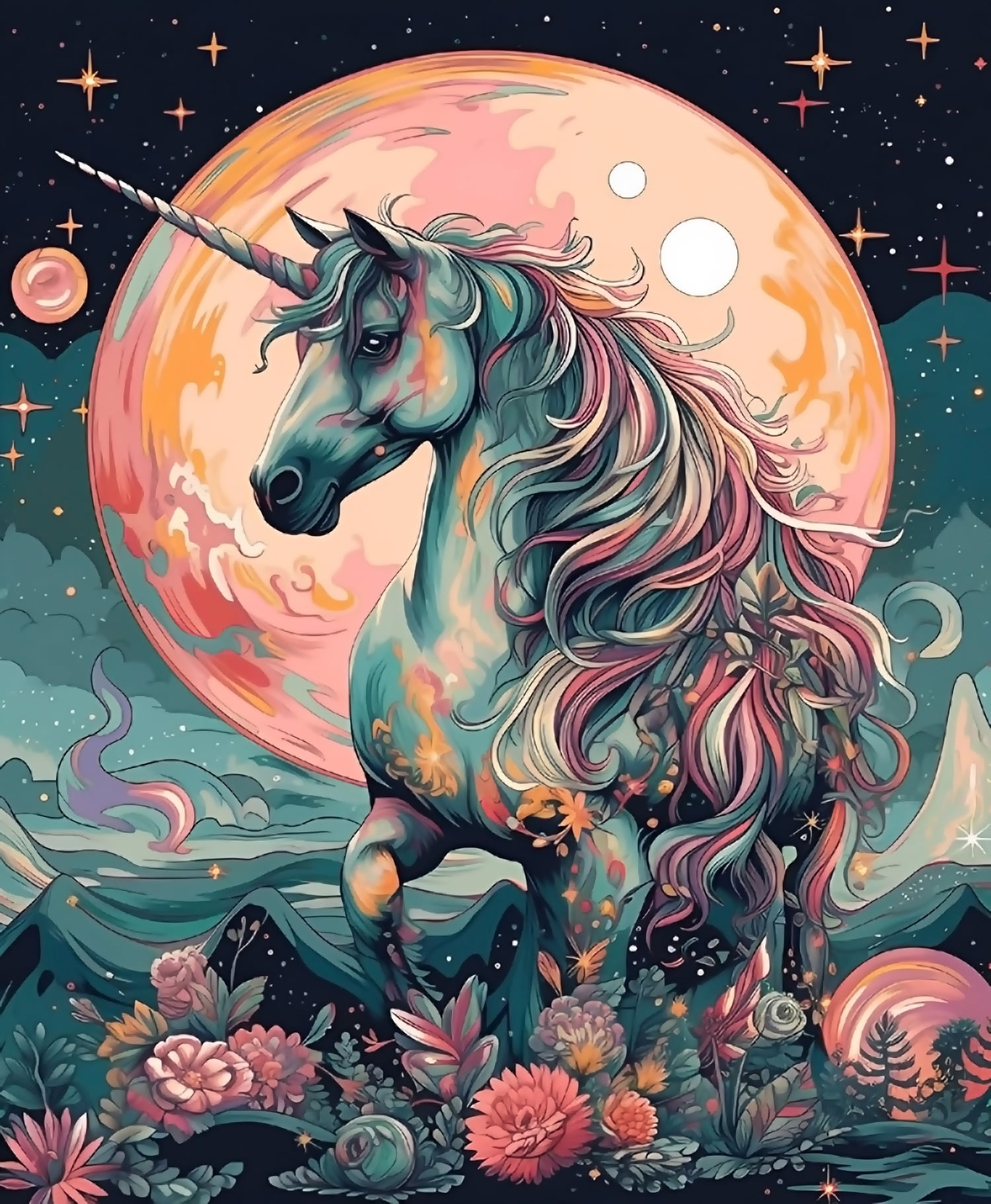 Paint by Numbers Kit for Adults -Unicorn (5) - Beginner DIY Color by ...
